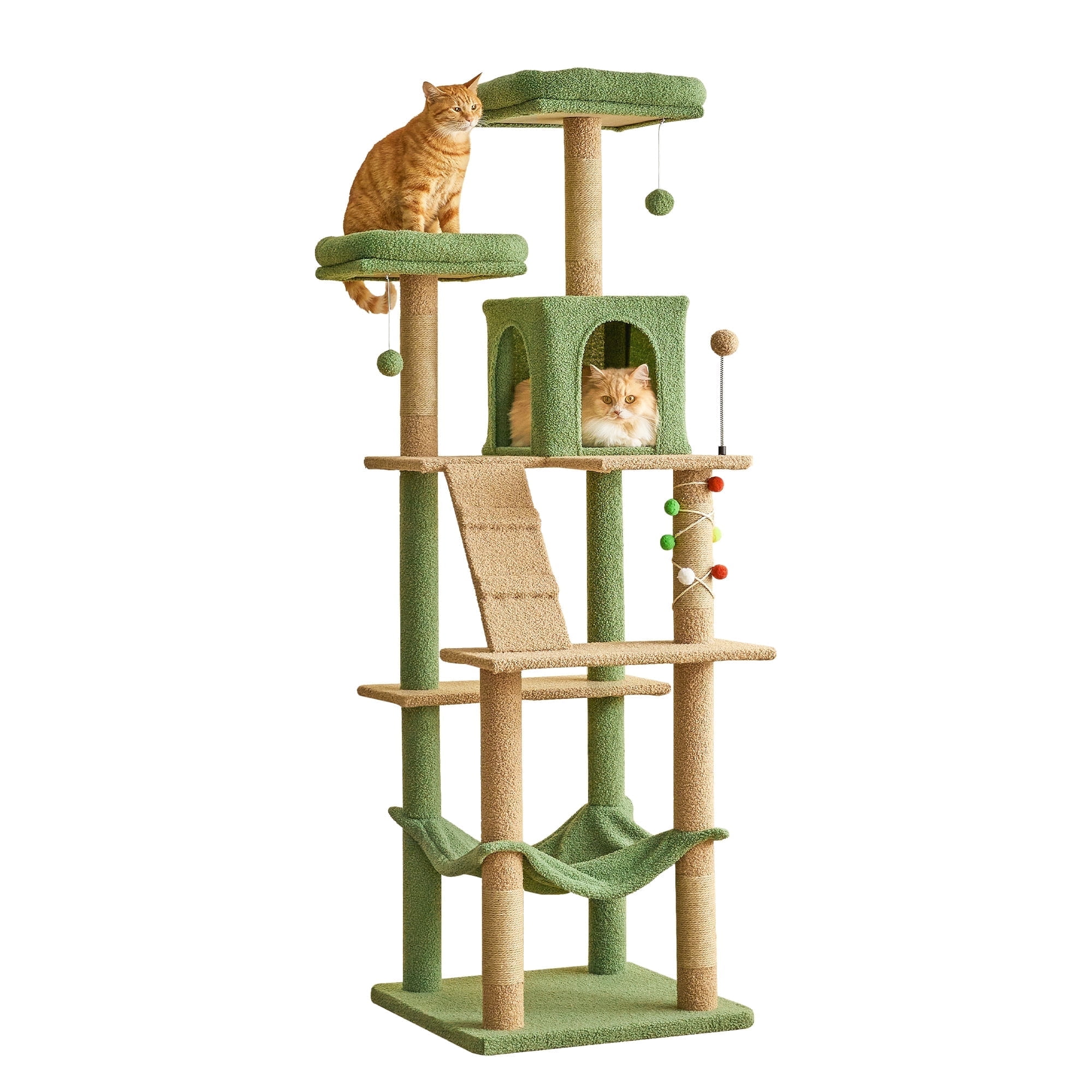MWPO 70.1-in Multilevel Cat Tree Tower with Condo, Perch and Scratching Post, Green - Walmart.com