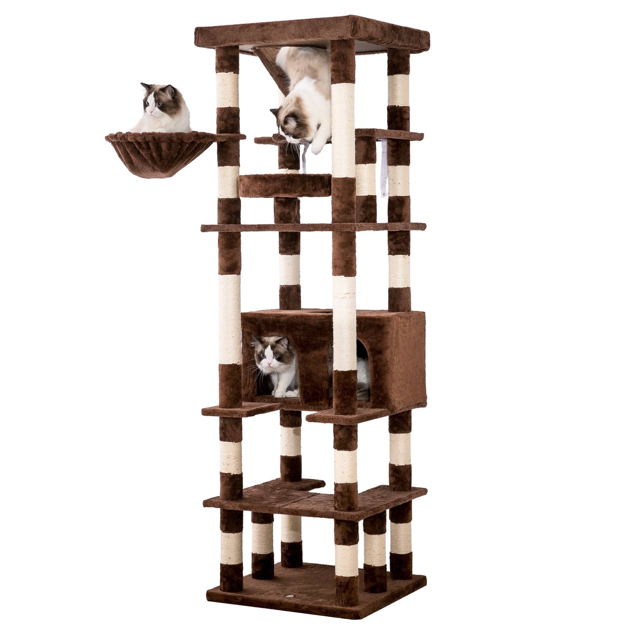 MWPO 74.8-in Extra Large Cat Tree with Double Condo and Scratching Post ...