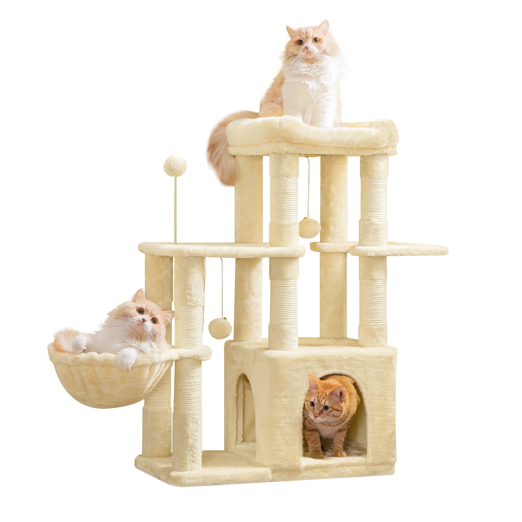 MWPO Cat Tree Condo with Hammock and Stratching Post Tower, Beige ...