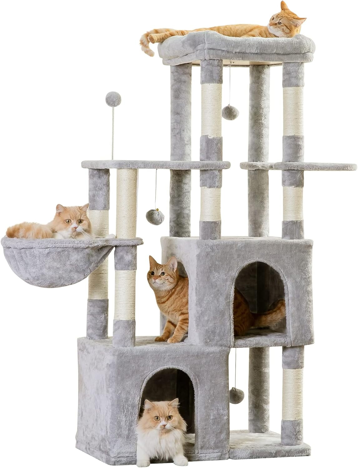 MWPO Large Cat Tree, 56.1-inch Cat Tower for Indoor Cats with 2 Large ...