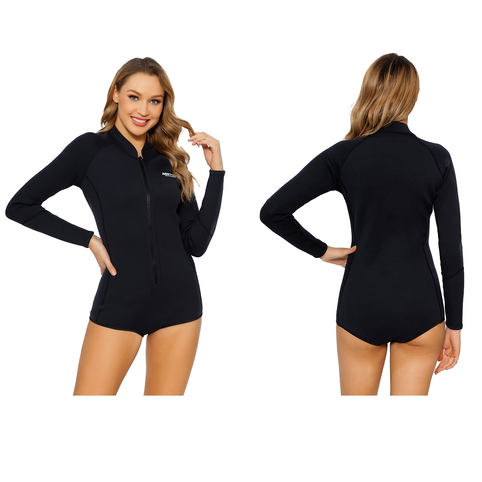 MWTA Black 2/2mm Front Zip Neoprene Shorty Spring Wetsuit with Key ...