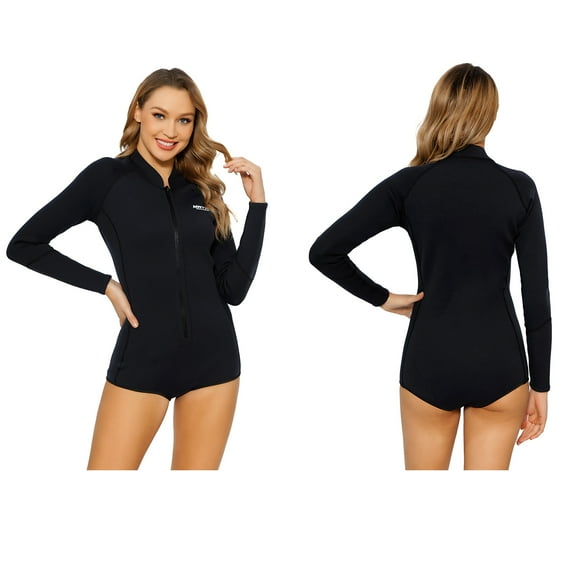 MWTA Black 2/2mm Front Zip Neoprene Shorty Spring Wetsuit with Key ...