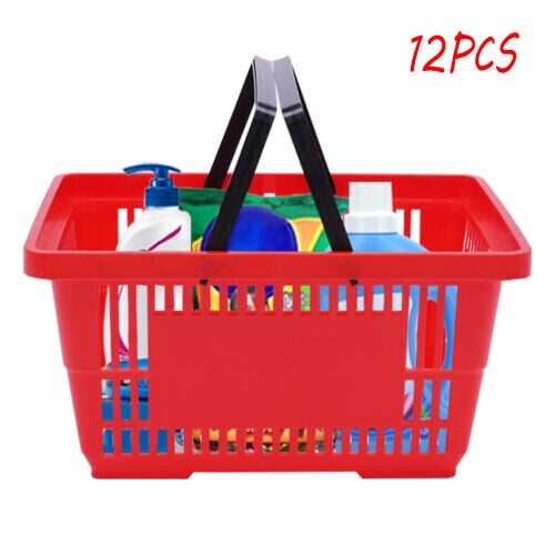 MX-11 12PCS Plastic Baskets, 21L Mesh Plastic Shopping Baskets with ...