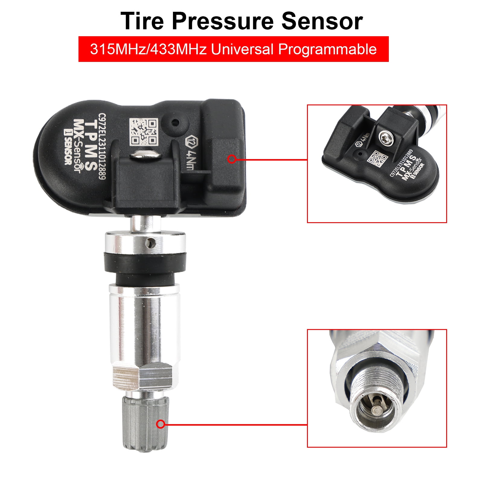 MX-Sensor 315 & 433MHz Programmable TPMS Universal Tire pressure Sensor ...