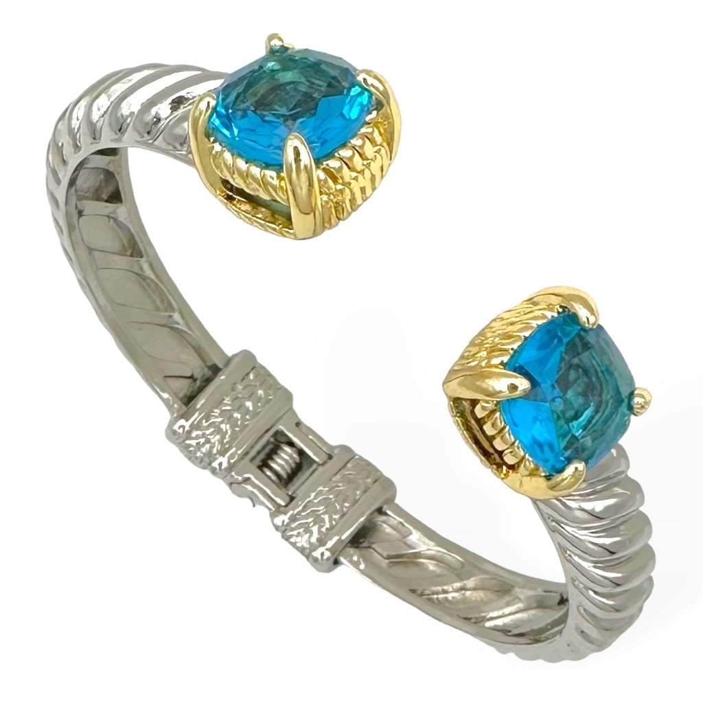 MX Signature Collection Two-Tone Cable Bracelet with Cubic Zirconia Tip ...