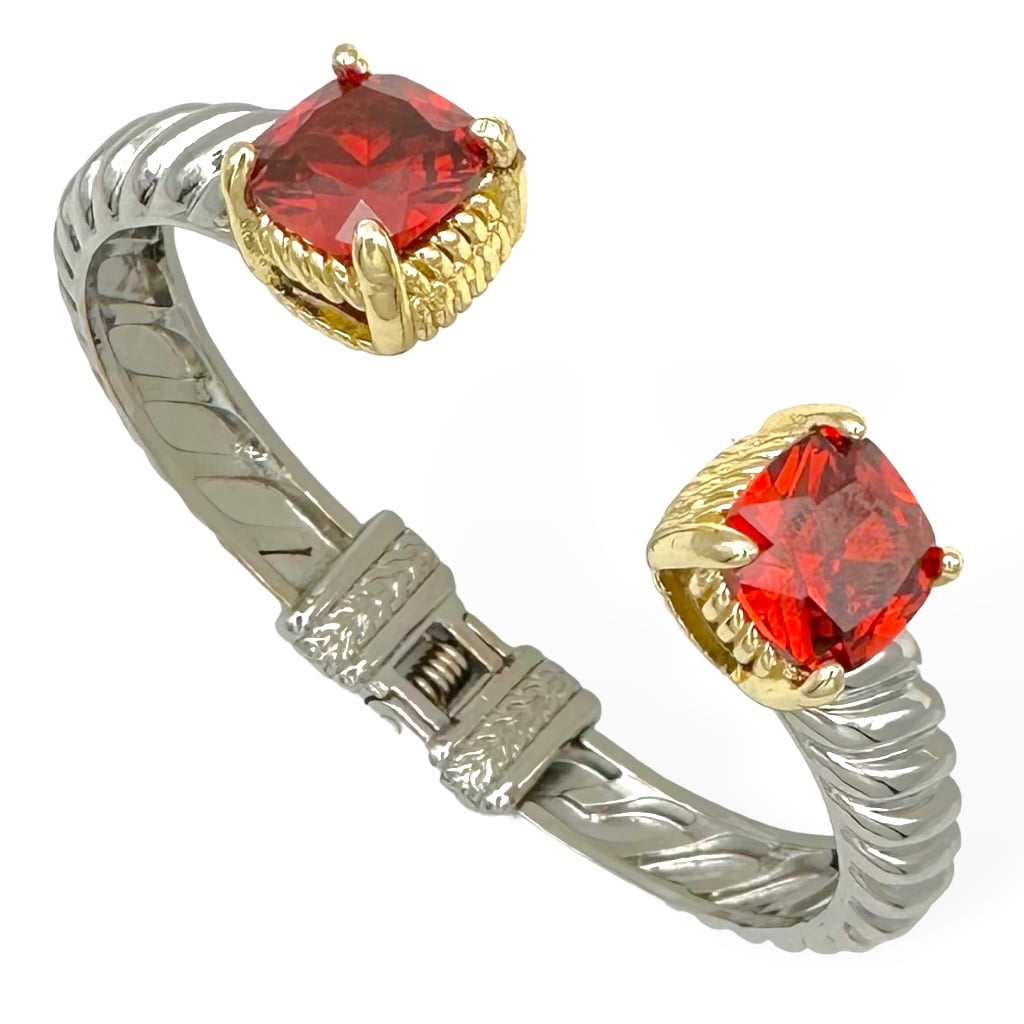 MX Signature Collection Two-Tone Cable Bracelet with Cubic Zirconia Tip ...