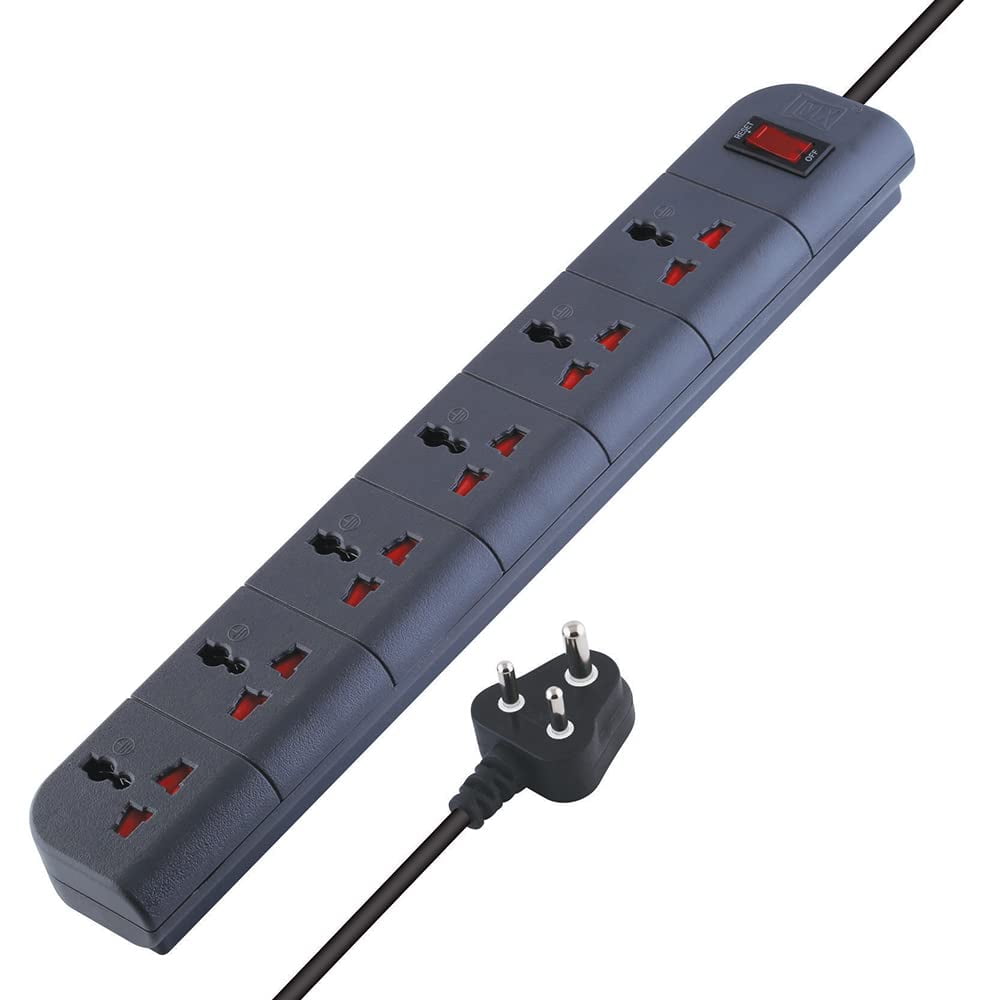 MX Spike Guard Surge Protector 2 pin 3 pin Plug Socket 6 Outlet Power ...