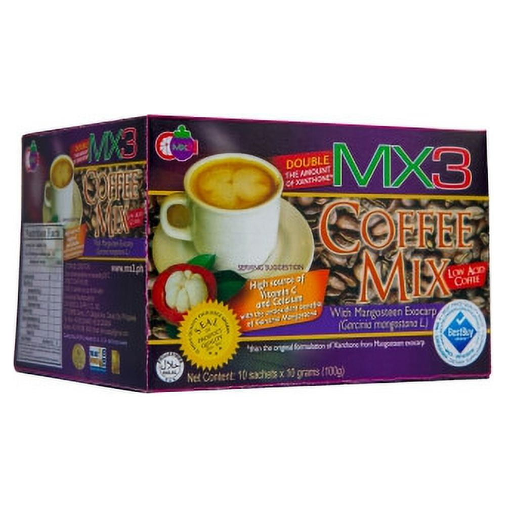 MX3 Mangosteen Coffee, Original Flavor, 10 Sachets, 1 Box, Genuine and ...