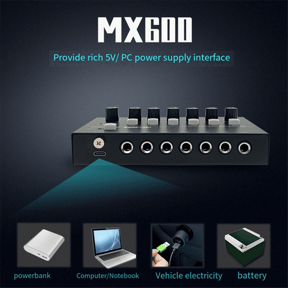 MX600 Ultra Low-Noise 6-Channel Line Mixer Stereo/Single Track Switch ...