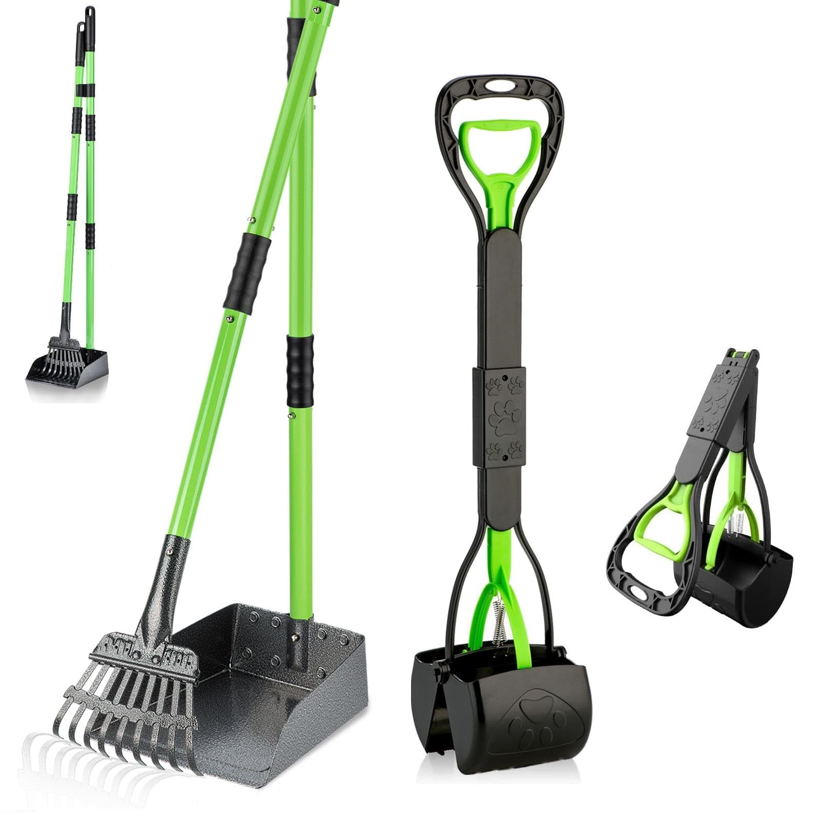 MXF Dog Pooer Scooper Set, 2 in 1 Pet Poop Scooper with Long Handle 28 ...