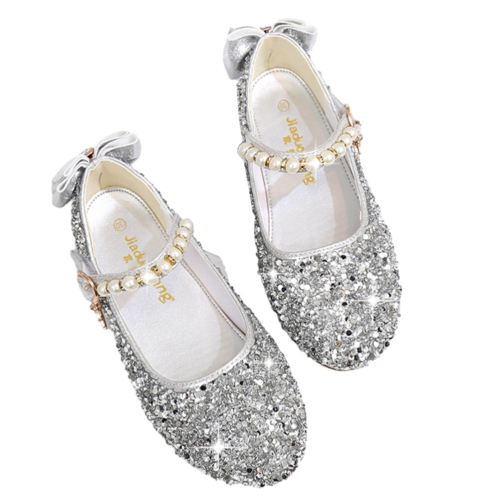 MXIEZI Kids Girls Princess Shoes Little Toddler Shiny Flat Leather ...