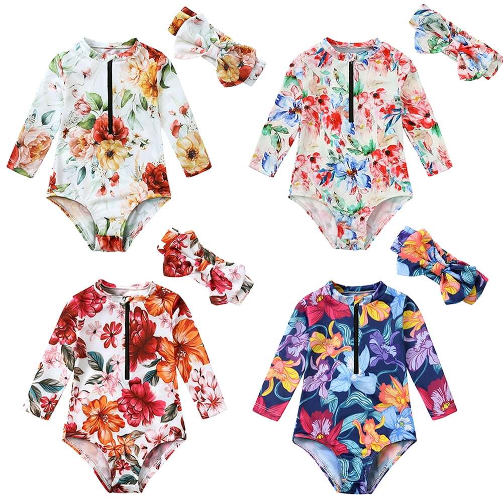 MXIEZI Newborn Baby Girls Swimsuits Infant Zipper Bathing Suit Sun ...
