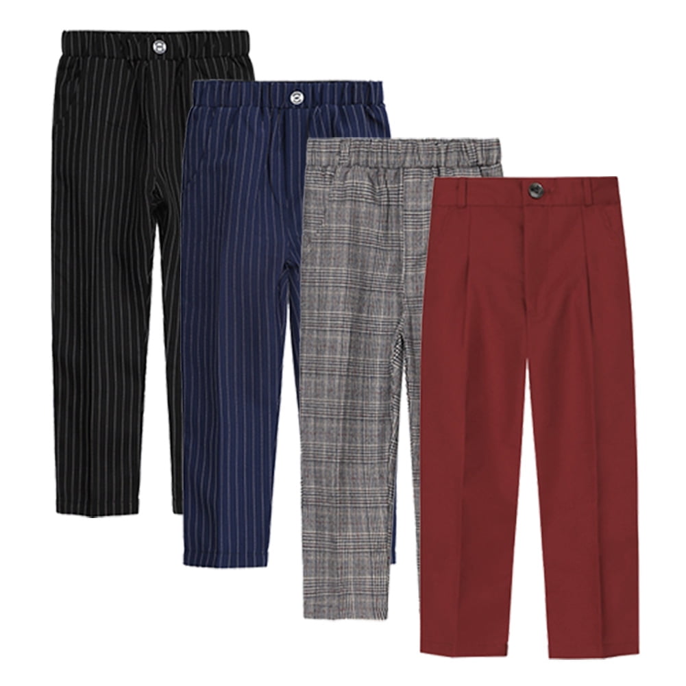 MXIEZI Teen Kids Boys Flat Front Dress Pants 1-14Years Boys Student ...