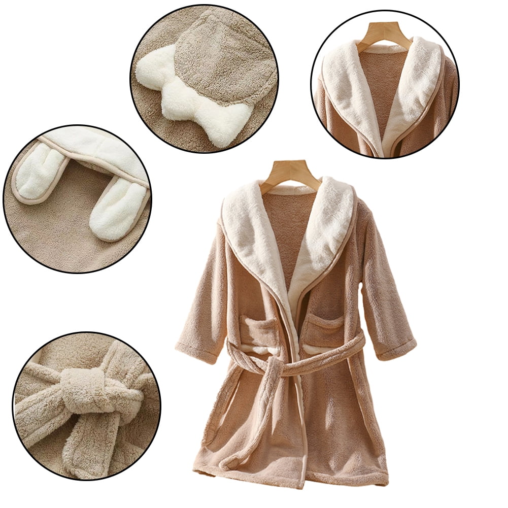 MXIEZI Toddler Kids Autumn Bathrobe for Girl Boy,Solid Fleece Cotton ...