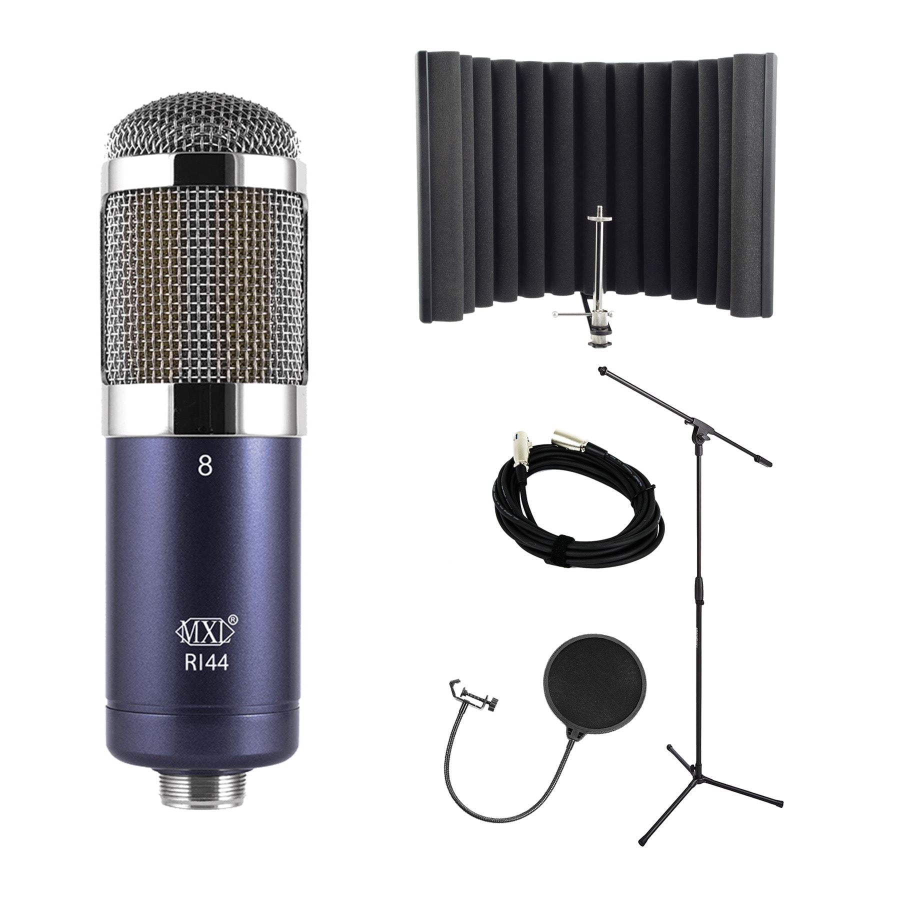 MXL R144 Ribbon Microphone Bundle with sE Electronics RF-X, Pop Filter, Stand, Cable - Walmart.com