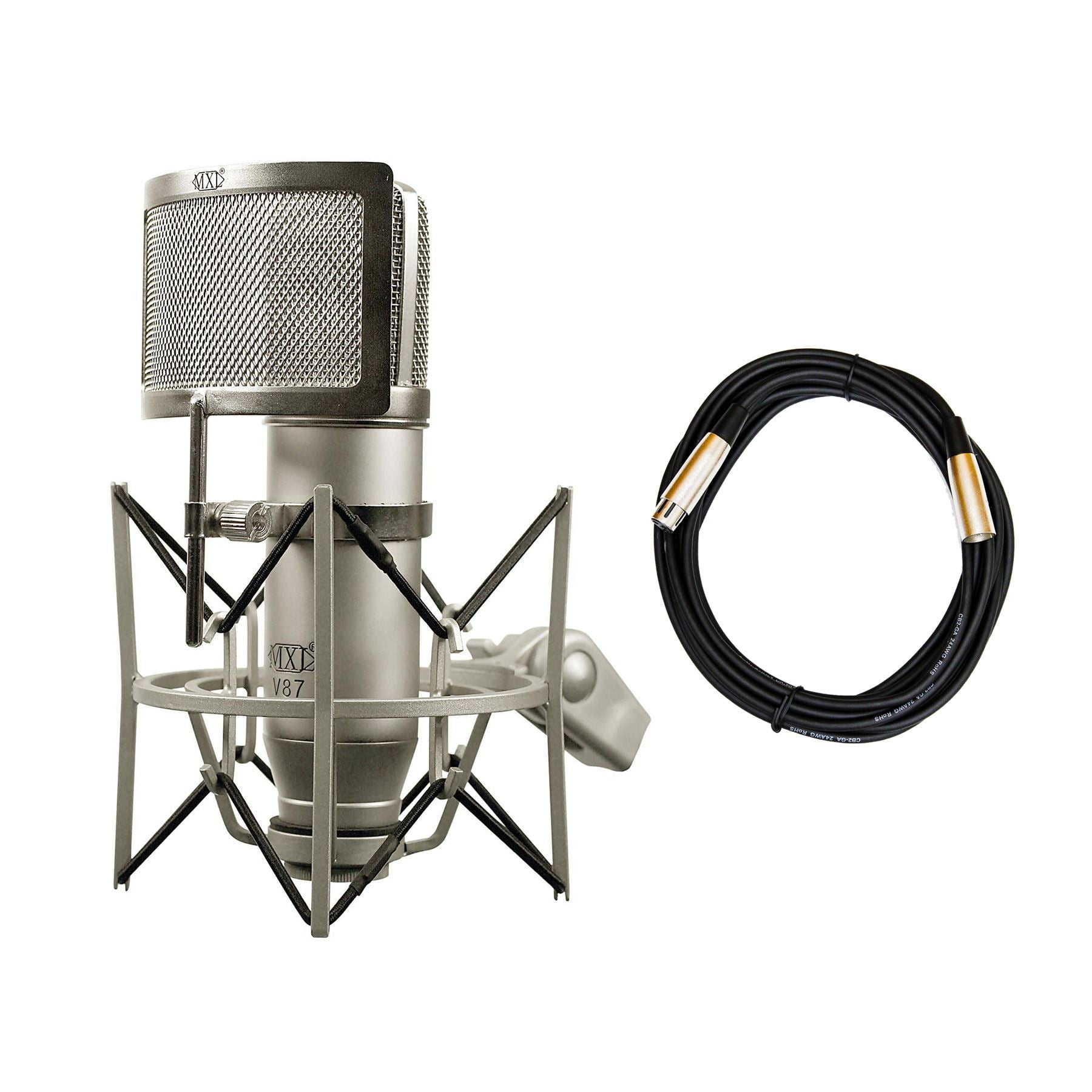 MXL V87 Studio Condenser Microphone Bundle with 20-foot XLR Cable ...