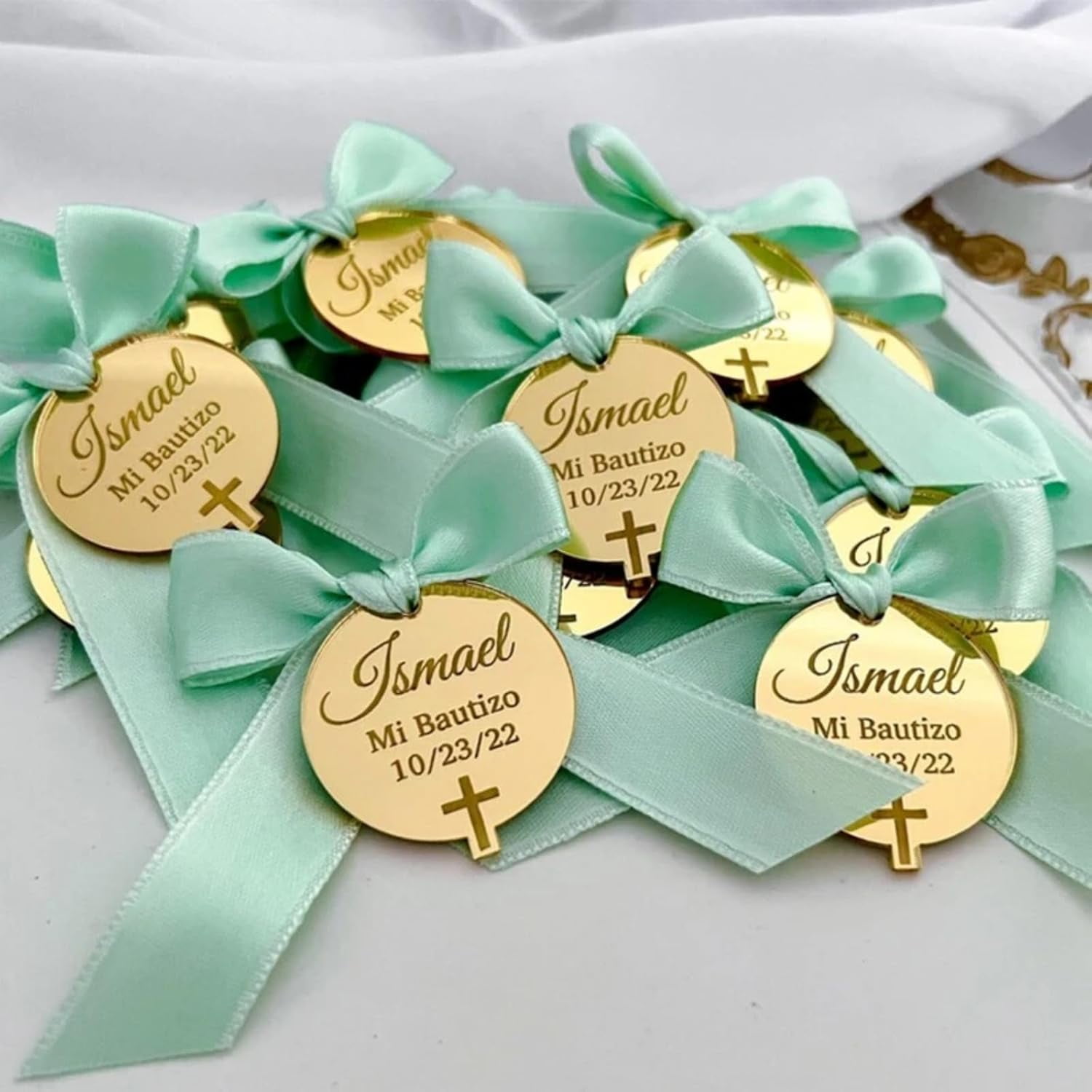 MXN Personalized Acrylic Mirror Tags,Custom Engraved Name Tag Baptism ...