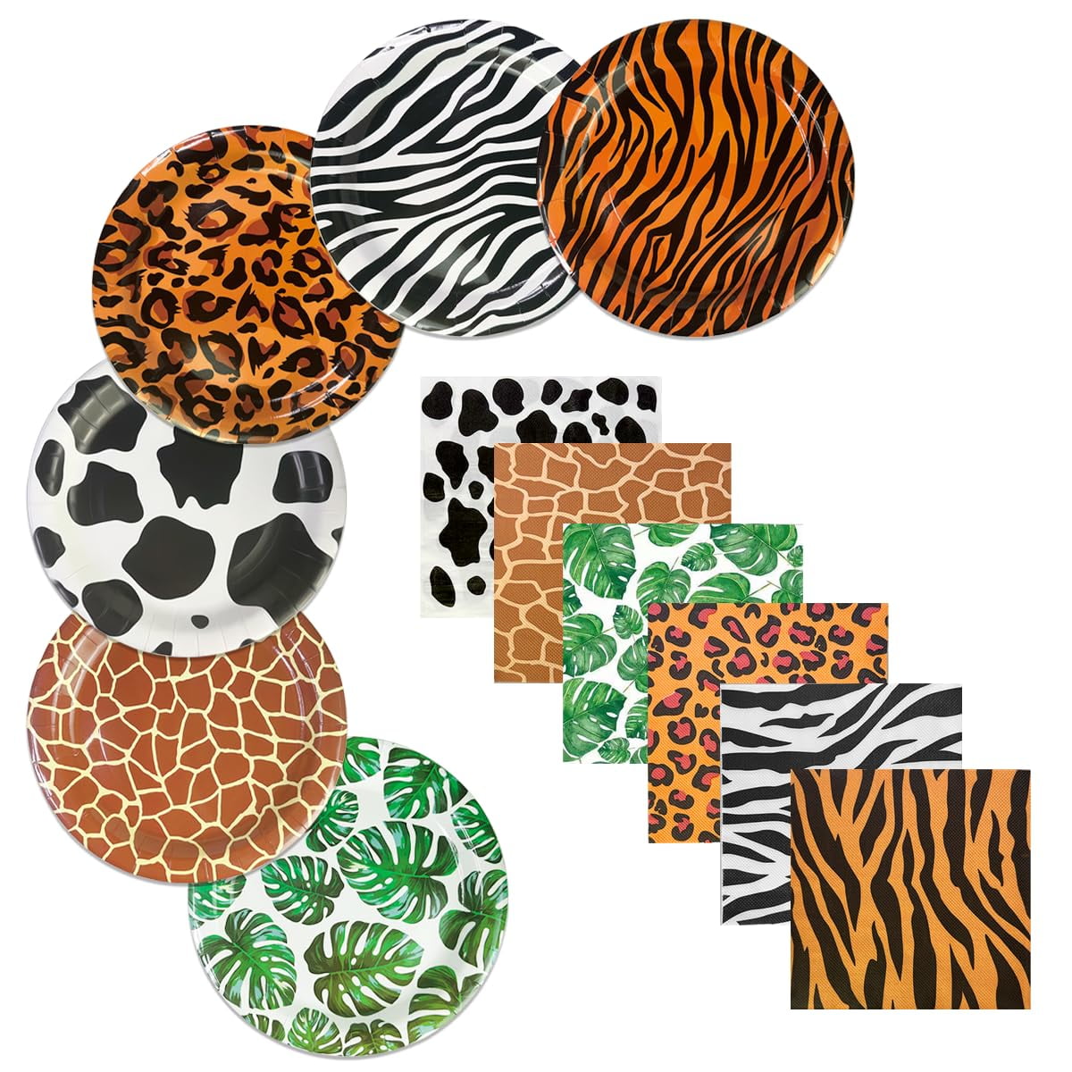 MXOYOXM 120 Pcs Safari Plates and AFN1Napkins Party Jungle Party ...