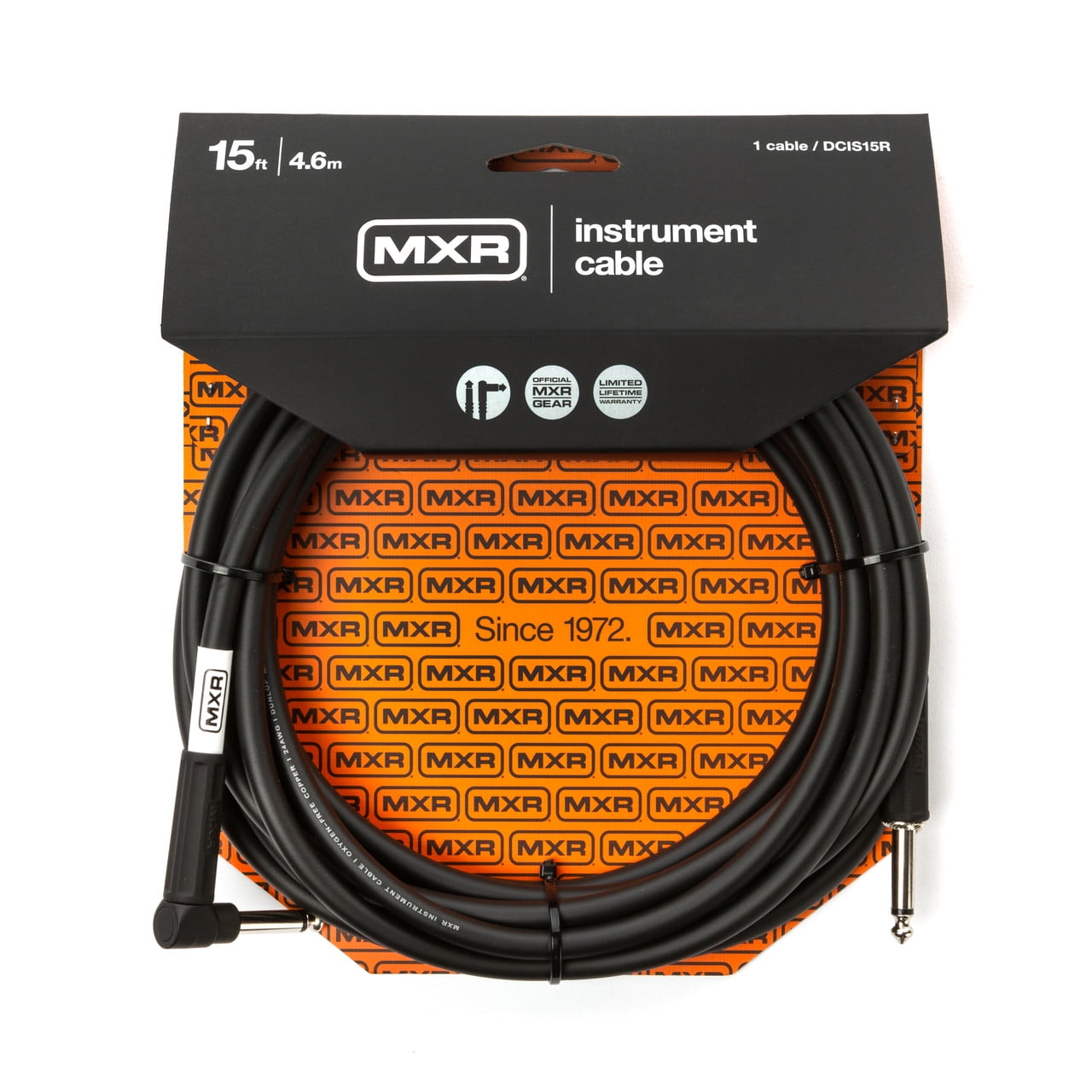MXR 15' Foot Standard Series TS 1/4 Instrument Cable - Straight/Angle ...