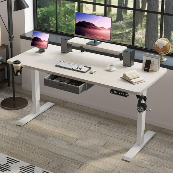 MXTARK Height Adjustable Electric Standing Desk with One Drawer, Table ...