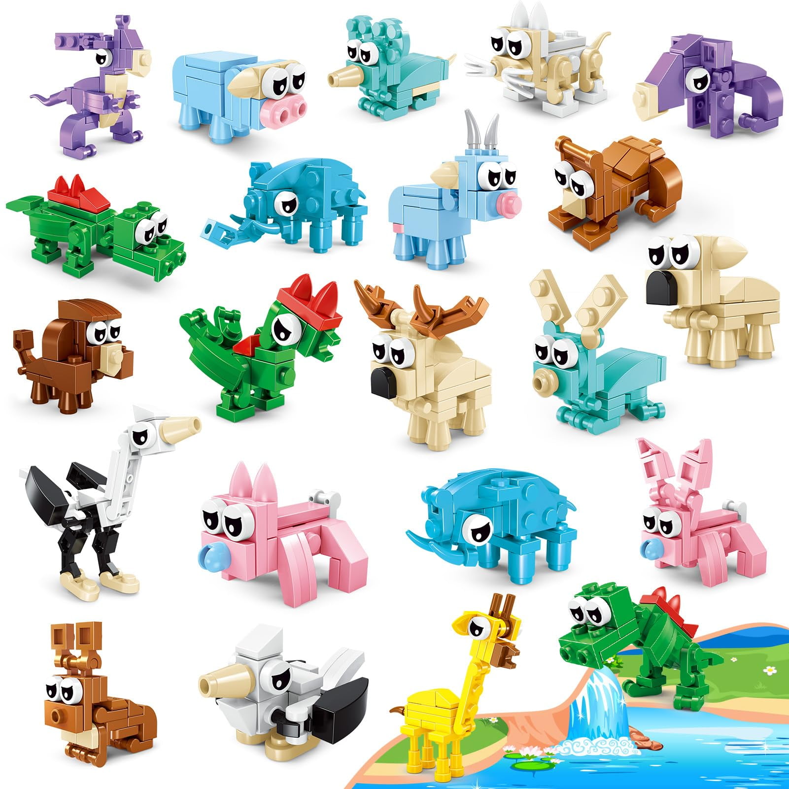 MXTOY Party Favors for Kids 12 BSL1 Pack Animals Building Block Toy ...