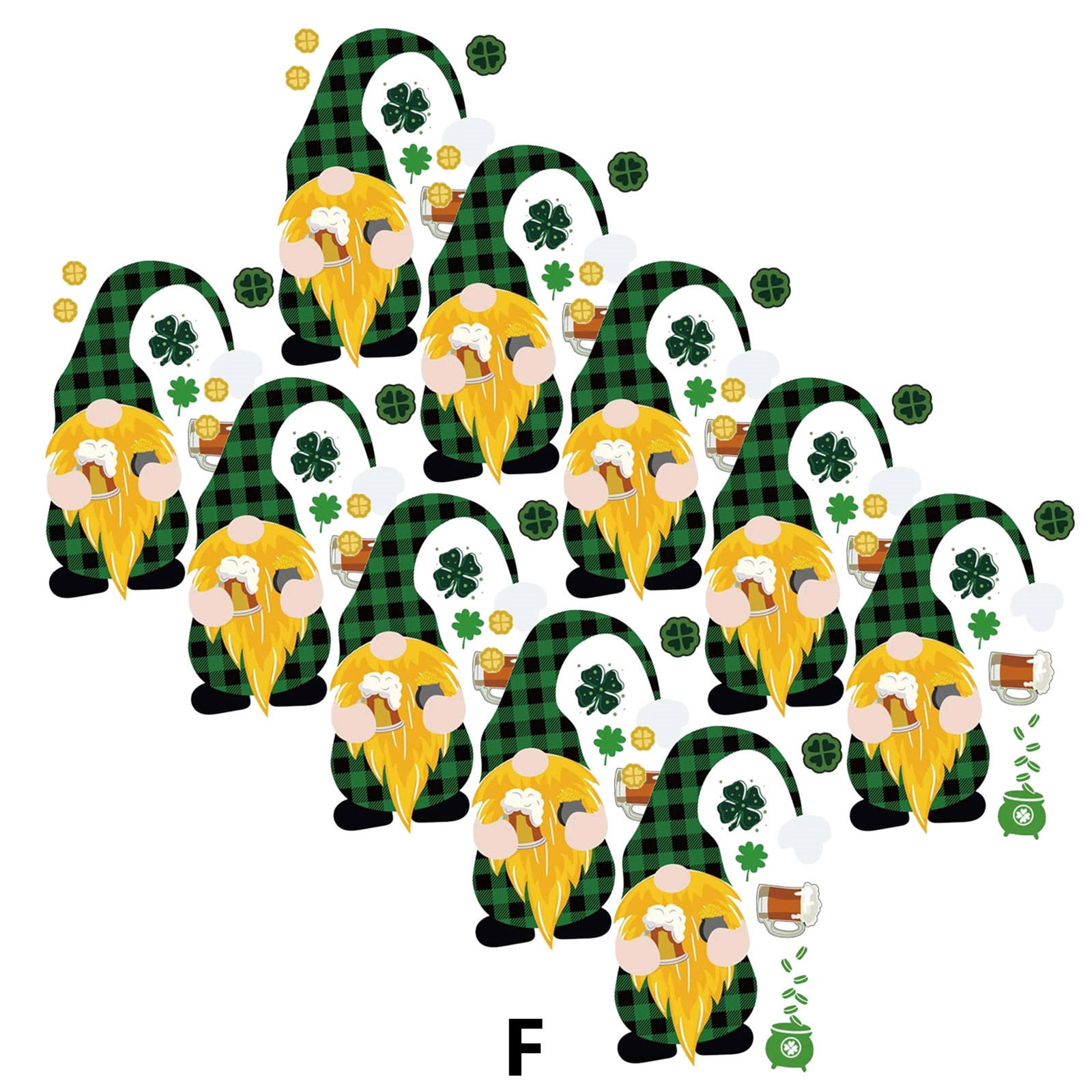 MXTPOV 10pcs St. Patrick's Day Stickers, Green Shamrock Gnomes Stickers ...