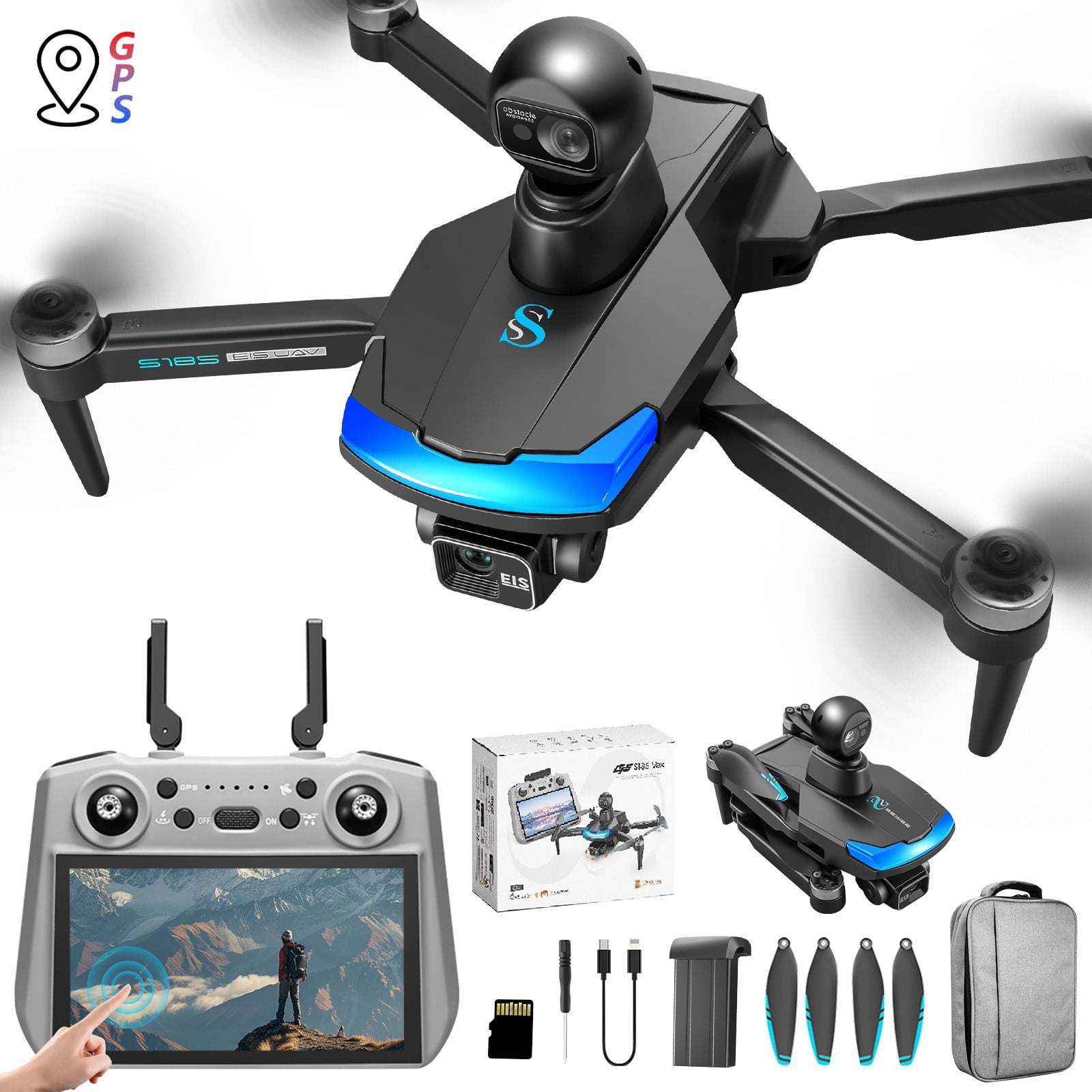 MXTPOV 2.7K HD Drone with 32GB Card, 7.2inch Touching Sensitive Screen Drone with LED Lights ...