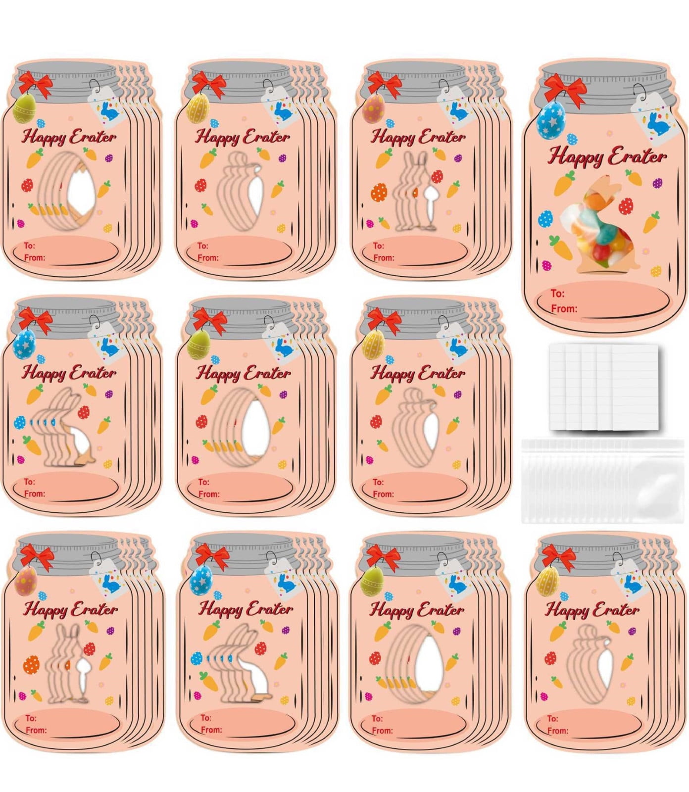 MXTPOV 20pcs Happy Easter Gift Cards, Cute Bunny Easter Eggs Printed ...