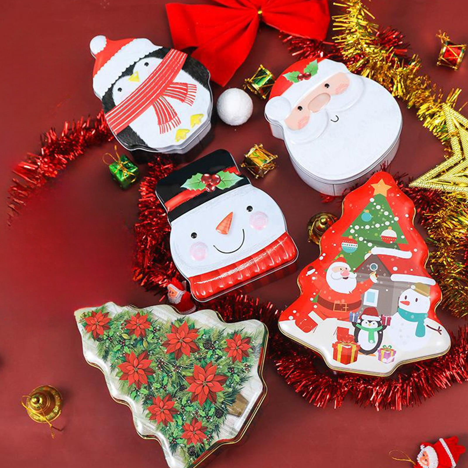 MXTPOV Christmas Cookie Tins, Cute Penguin Shaped Cookie Tins, Metal ...