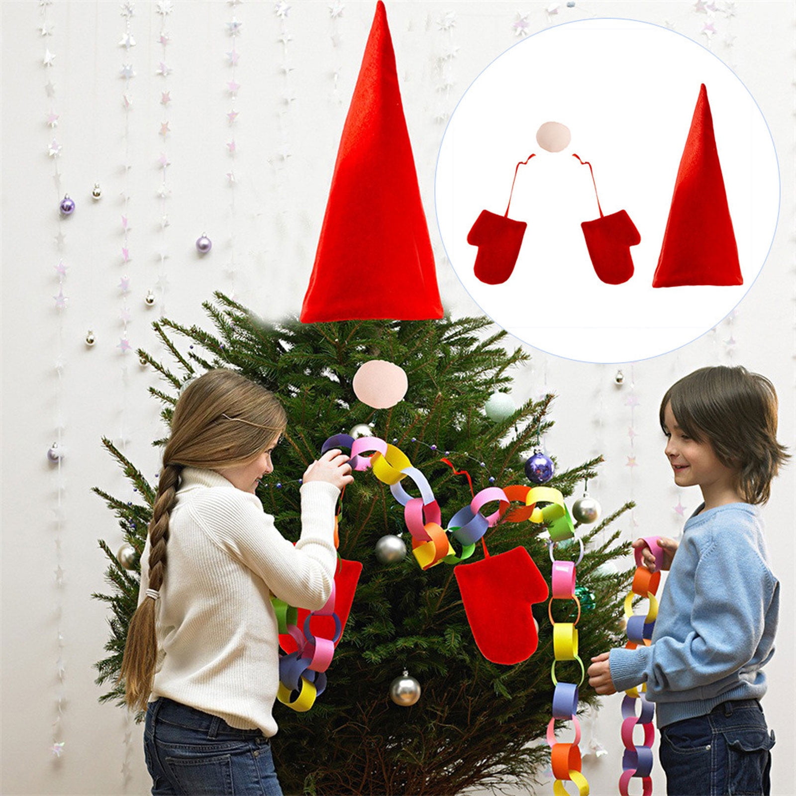 MXTPOV Christmas Tree Topper Hat, Red Gnome Hat Tree Topper, Christmas ...