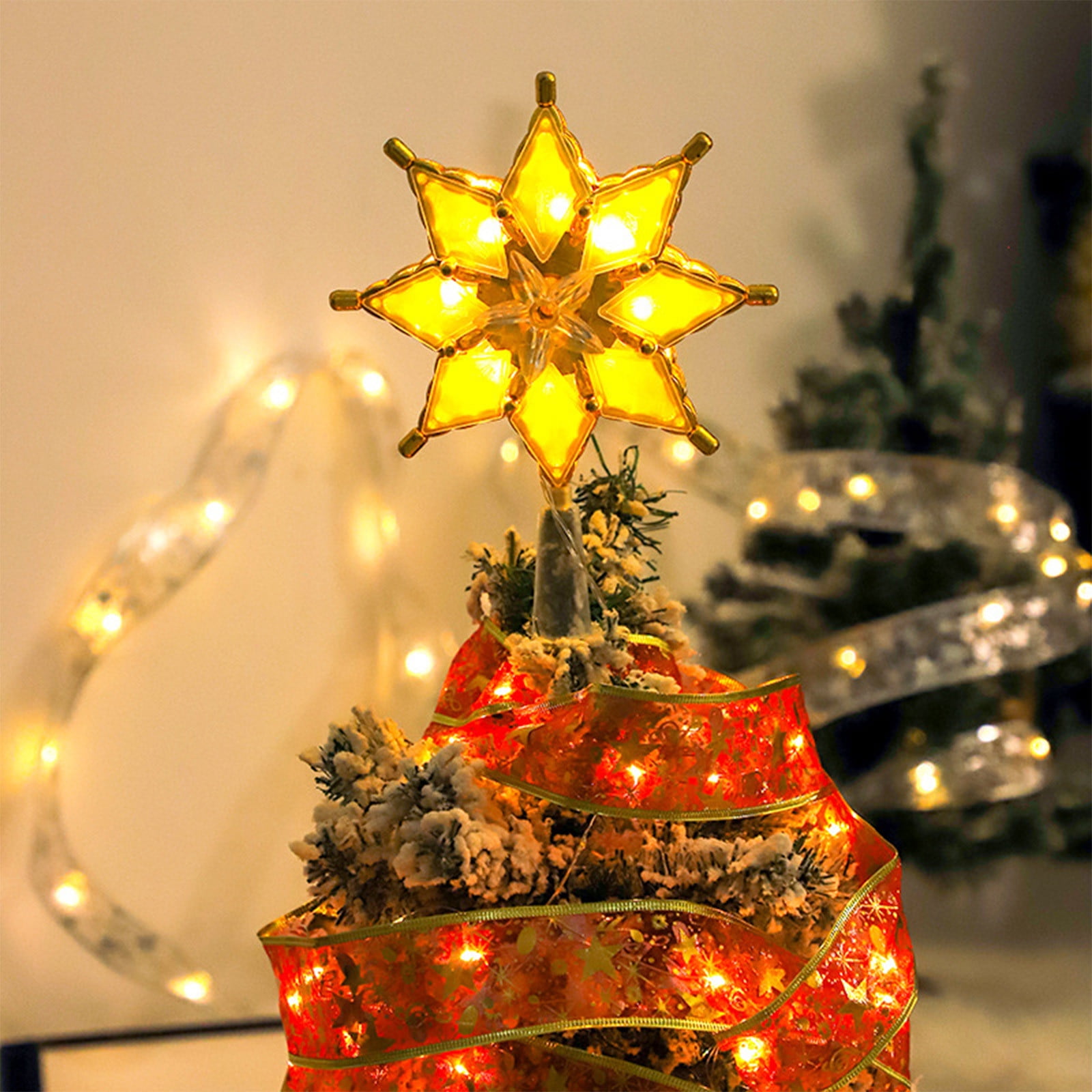 MXTPOV Christmas Tree Topper with LED Lights, Octagon Star Tree Topper ...