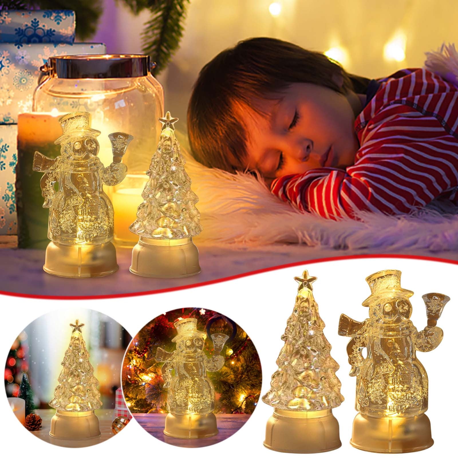 MXTPOV Clear Christmas Lights, Acrylic Snowman Night Light, Crystal ...