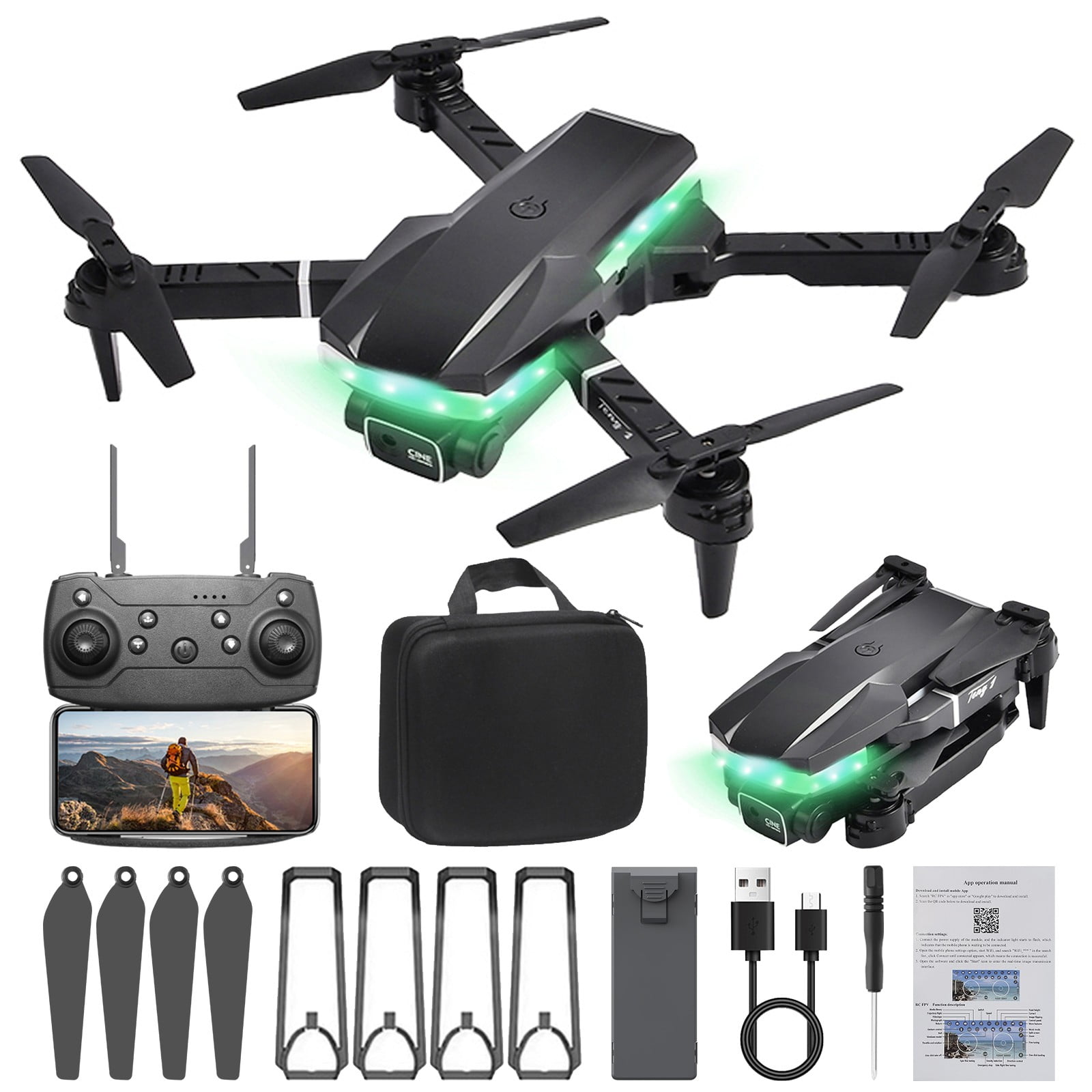 MXTPOV Drone with 1080P Dual Camera, Brushless Motor Drones with Start ...