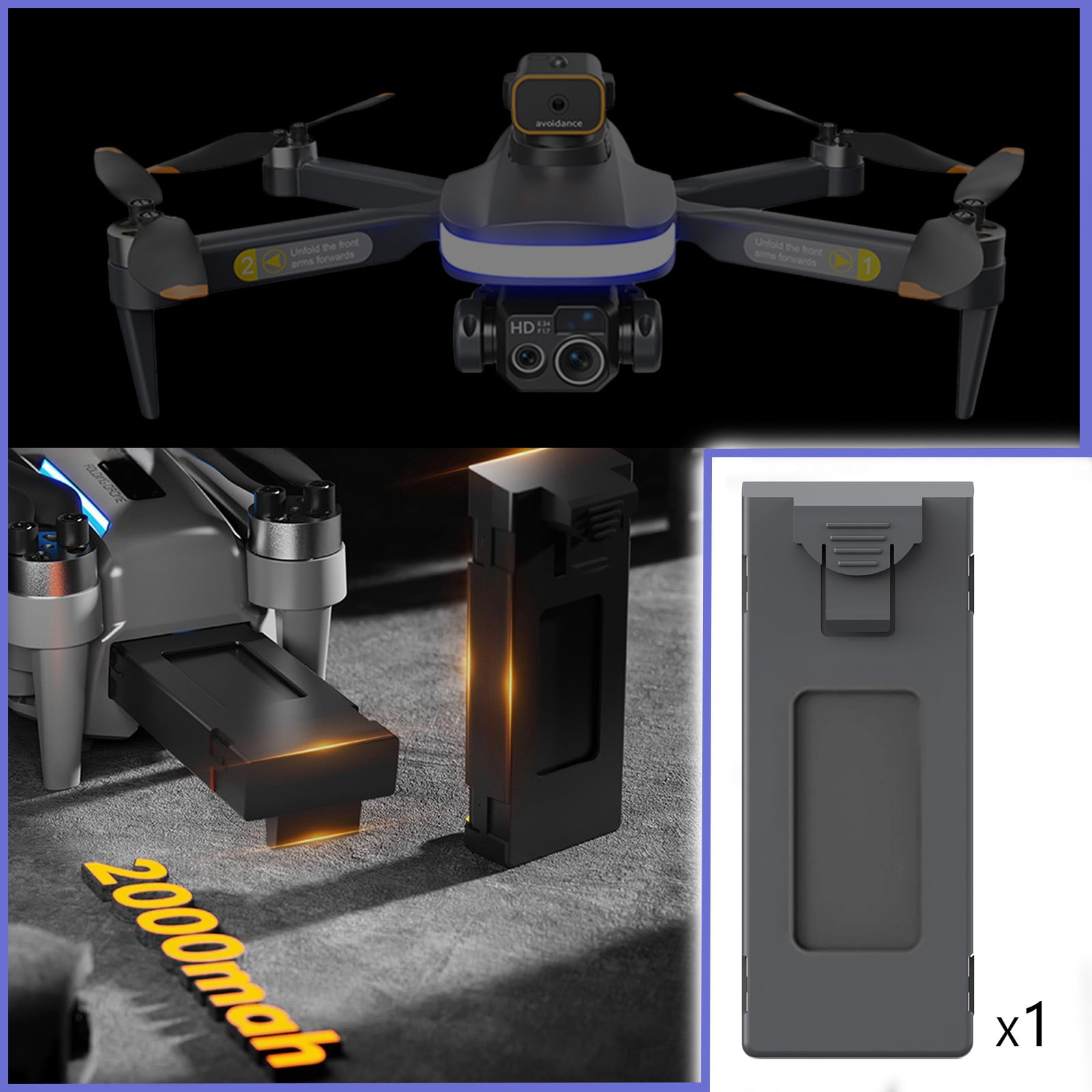 MXTPOV Drone Battery, 2000mA 3.7V, Universal Drone Batteries, Battery ...