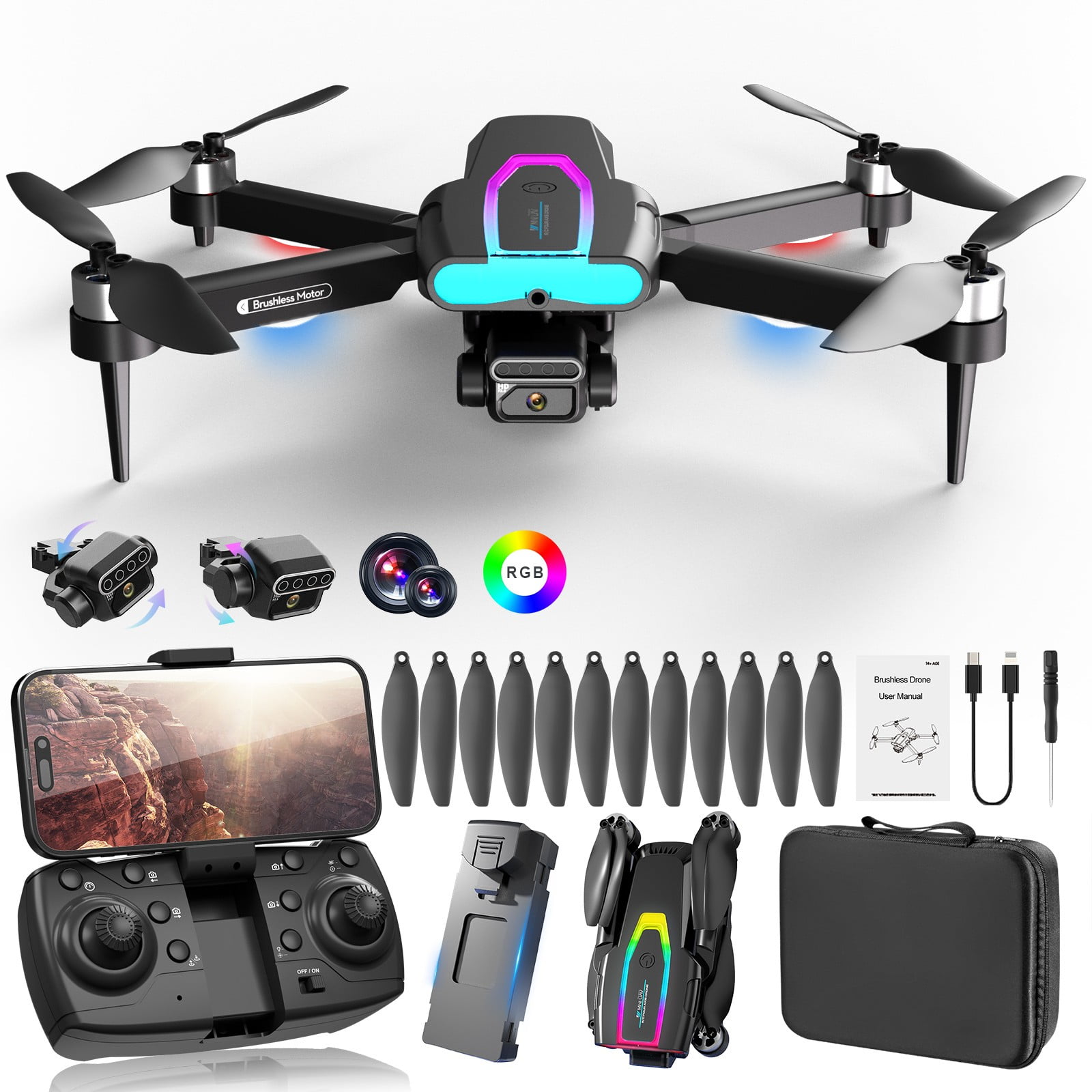 MXTPOV Drones with Camera for Adults 4k, FPV Drone with Dual ESC Camera ...