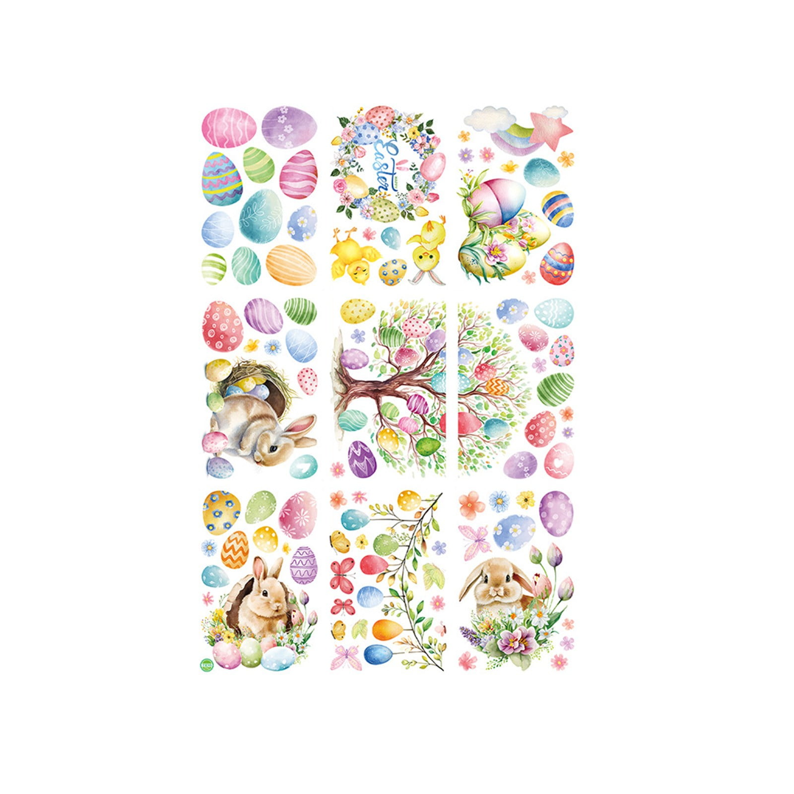 MXTPOV Easter Window Clings, Cute Animals Easter Eggs Wreath Pattern ...