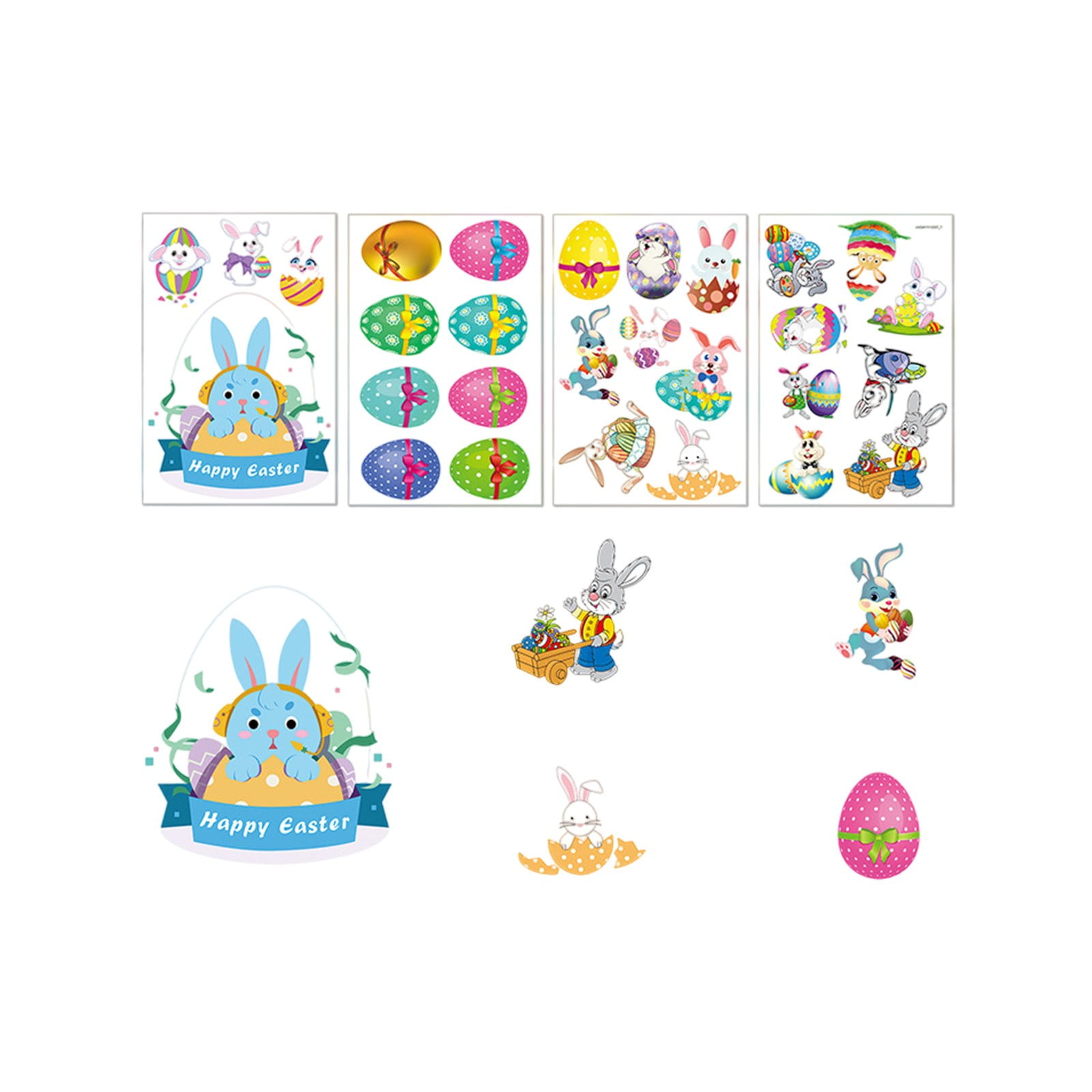 MXTPOV Easter Window Clings, Easter Eggs Cute Bunny Pattern Window ...