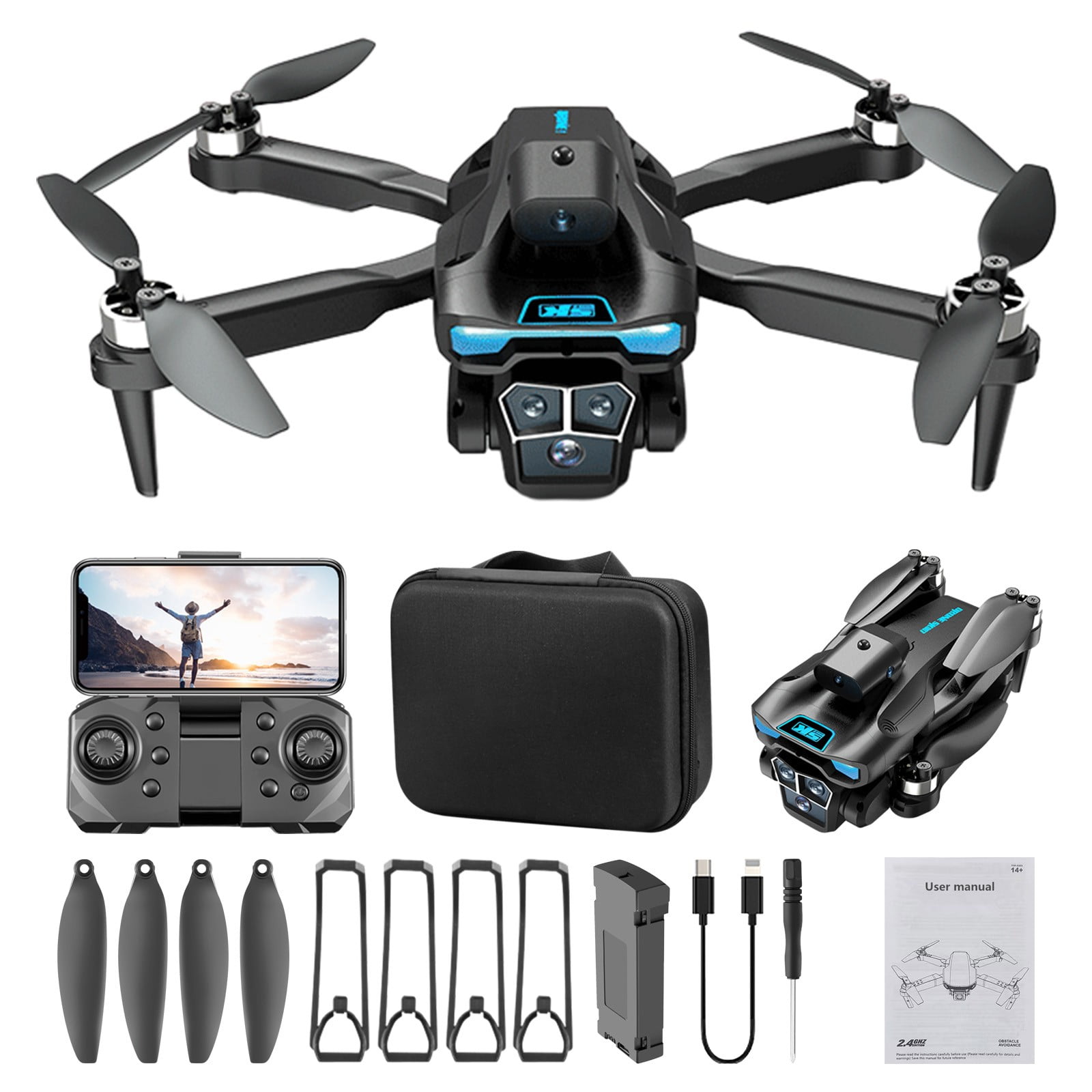 MXTPOV FPV Drone with ESC Dual Camera, Brushless Motor Drone with Cool ...