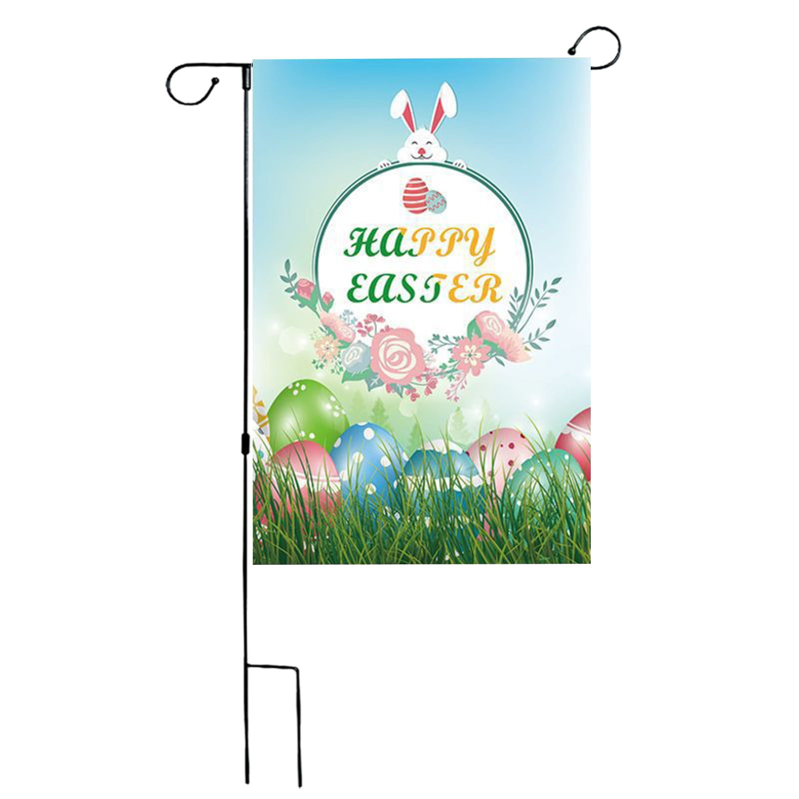 MXTPOV Happy Easter Garden Flags, Cute Bunny Easter Eggs Pattern Garden ...