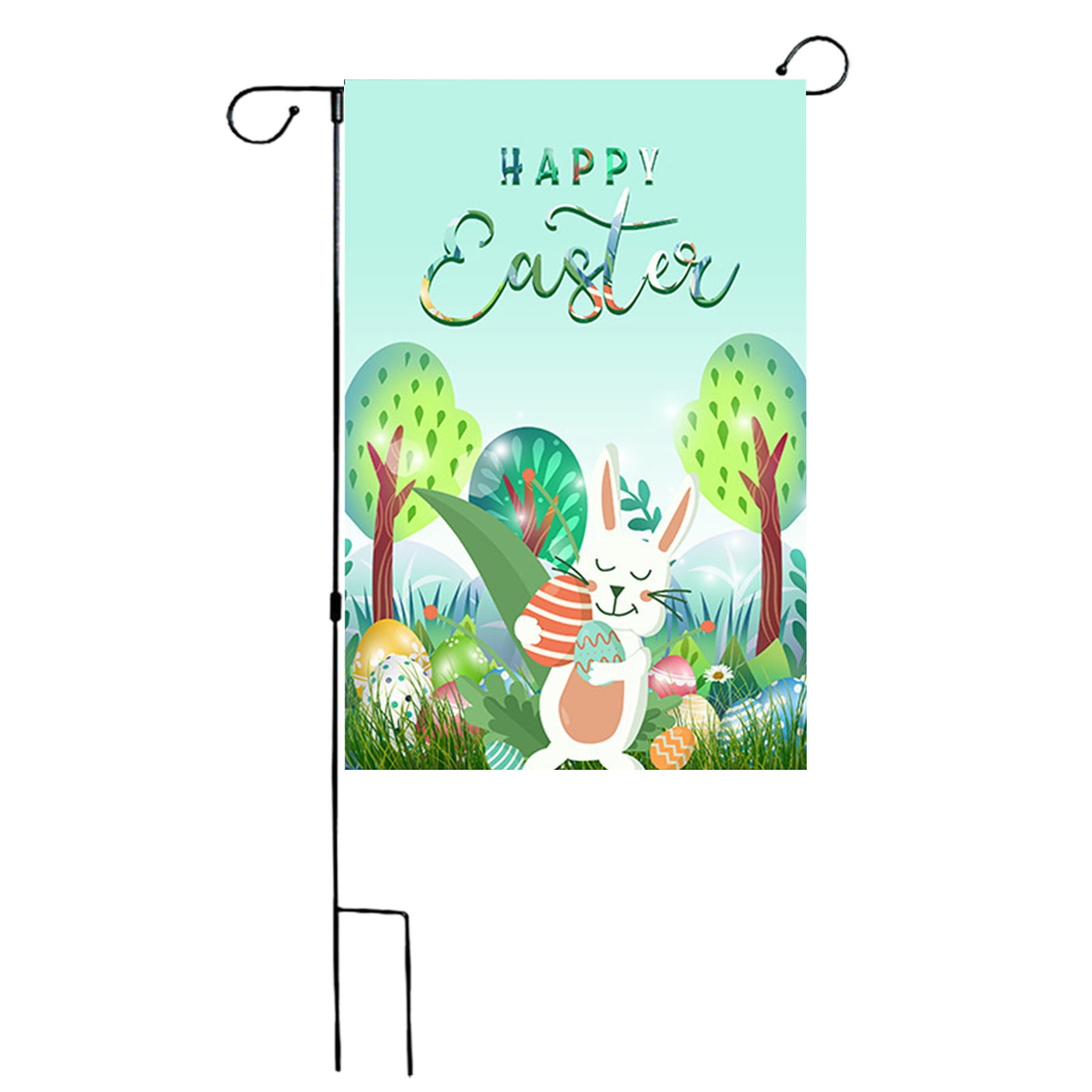 MXTPOV Happy Easter Garden Flags, Cute Bunny Easter Eggs Pattern Garden ...