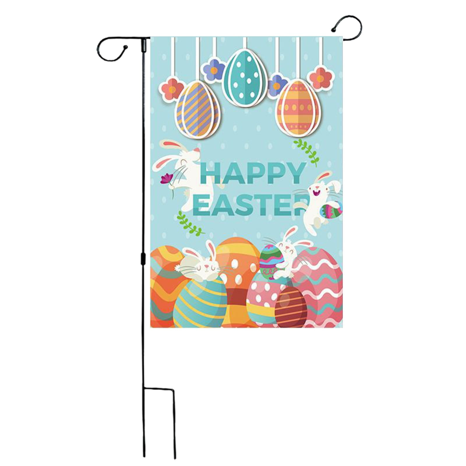 MXTPOV Happy Easter Garden Flags, Cute Bunny Easter Eggs Pattern Garden ...