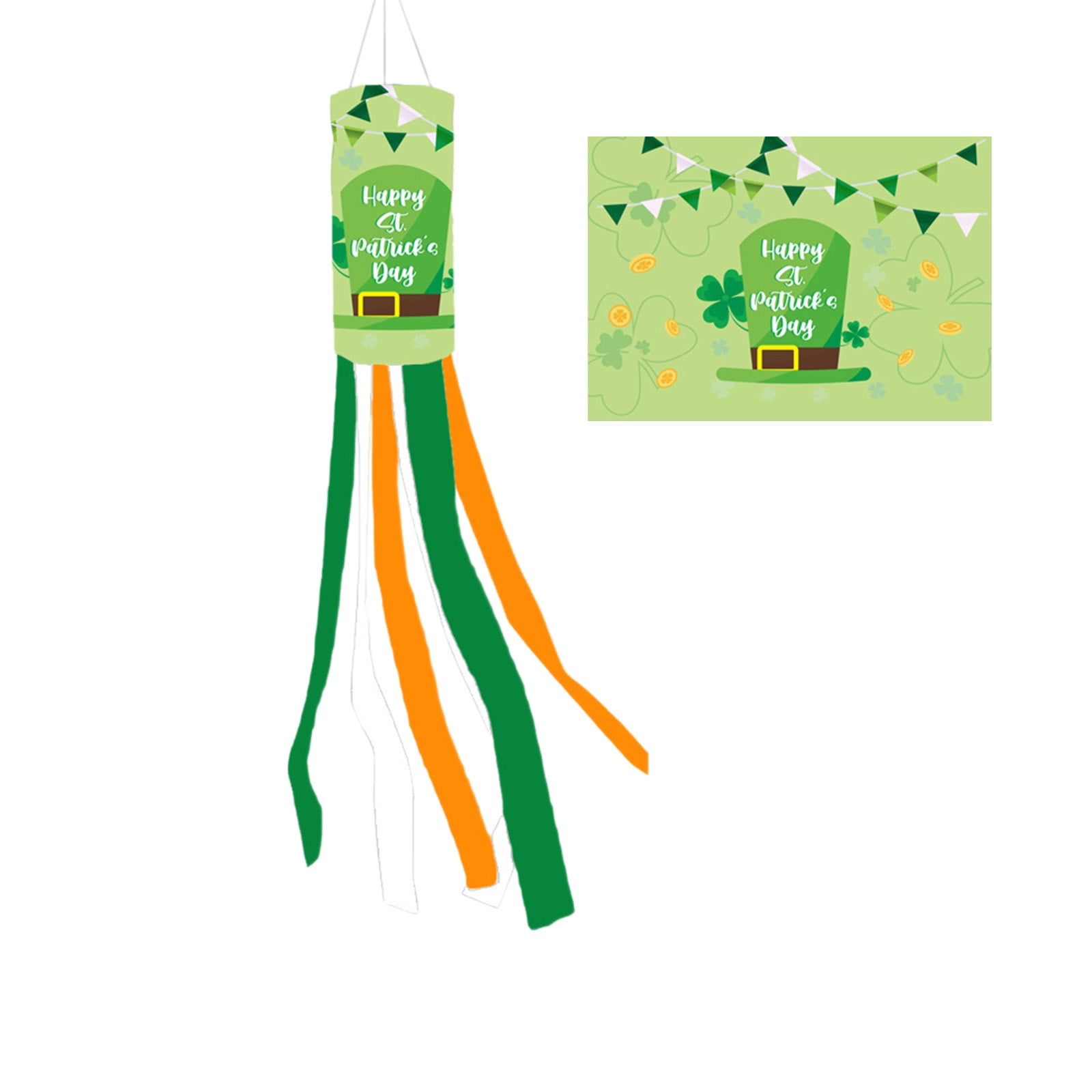 MXTPOV Happy St Patricks Day Windsock, Green Shamrock Hats Printed Wind ...