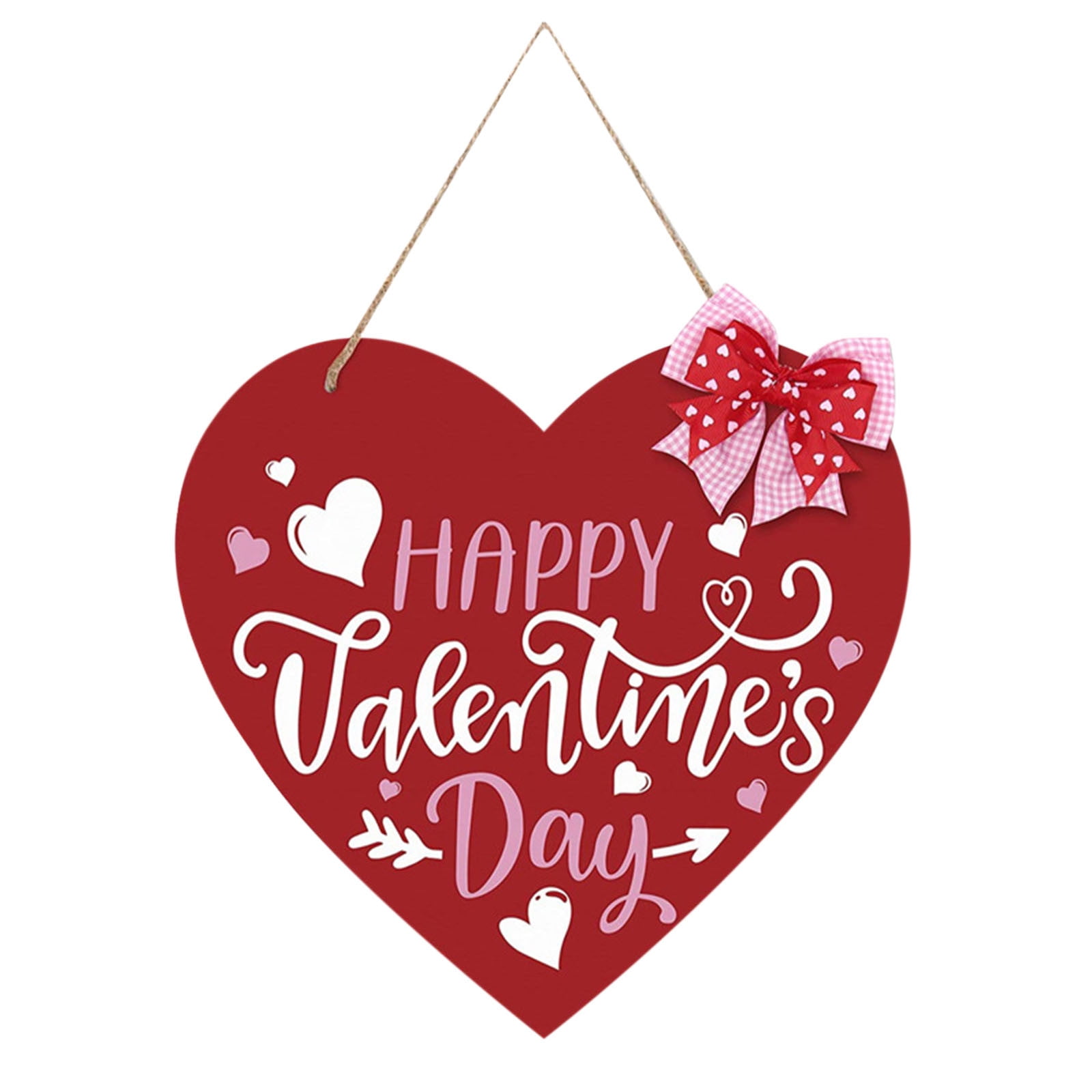 MXTPOV Heart Wooden Sign for Front Door, Happy Valentine's Day Door ...