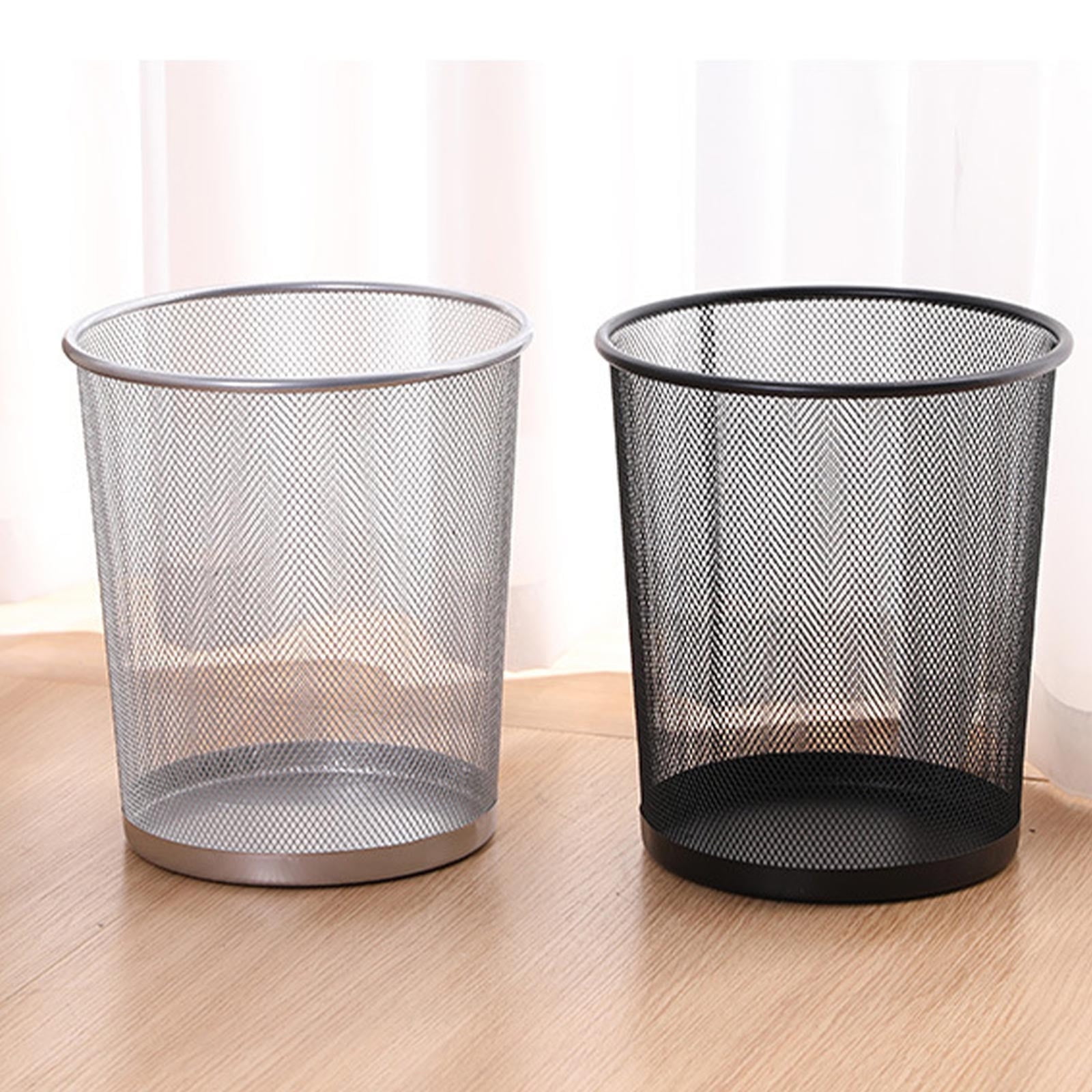 MXTPOV Metal Mesh Wastebasket Round Open Top Trash Can Small Space ...