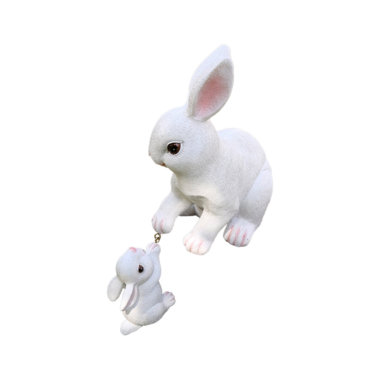 MXTPOV Resin Rabbits Ornament Set of 2, Creative Bunny Pulling Bunny ...