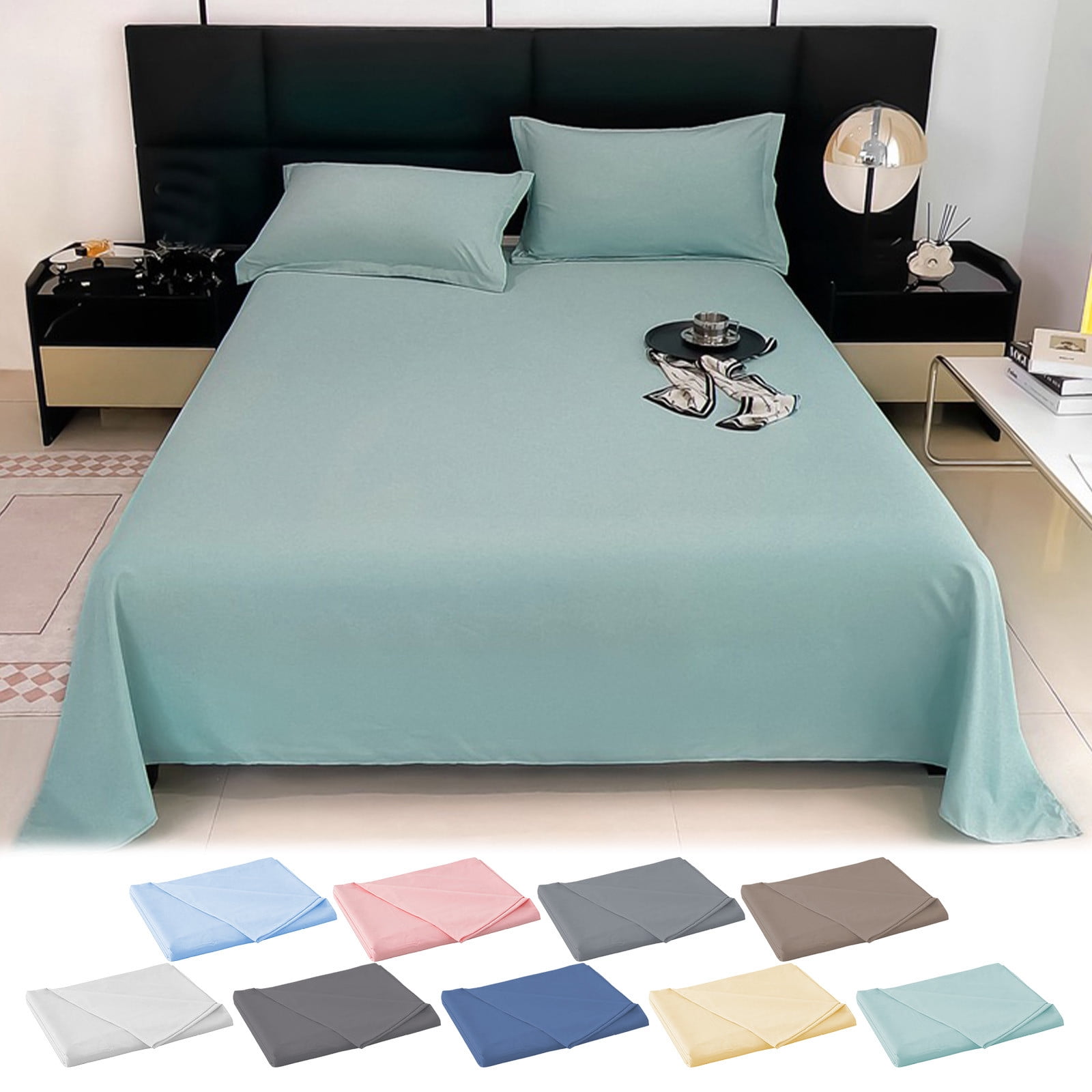 MXTPOV Simple Solid Color Full Size Bed Sheets Soft Microfiber Double ...