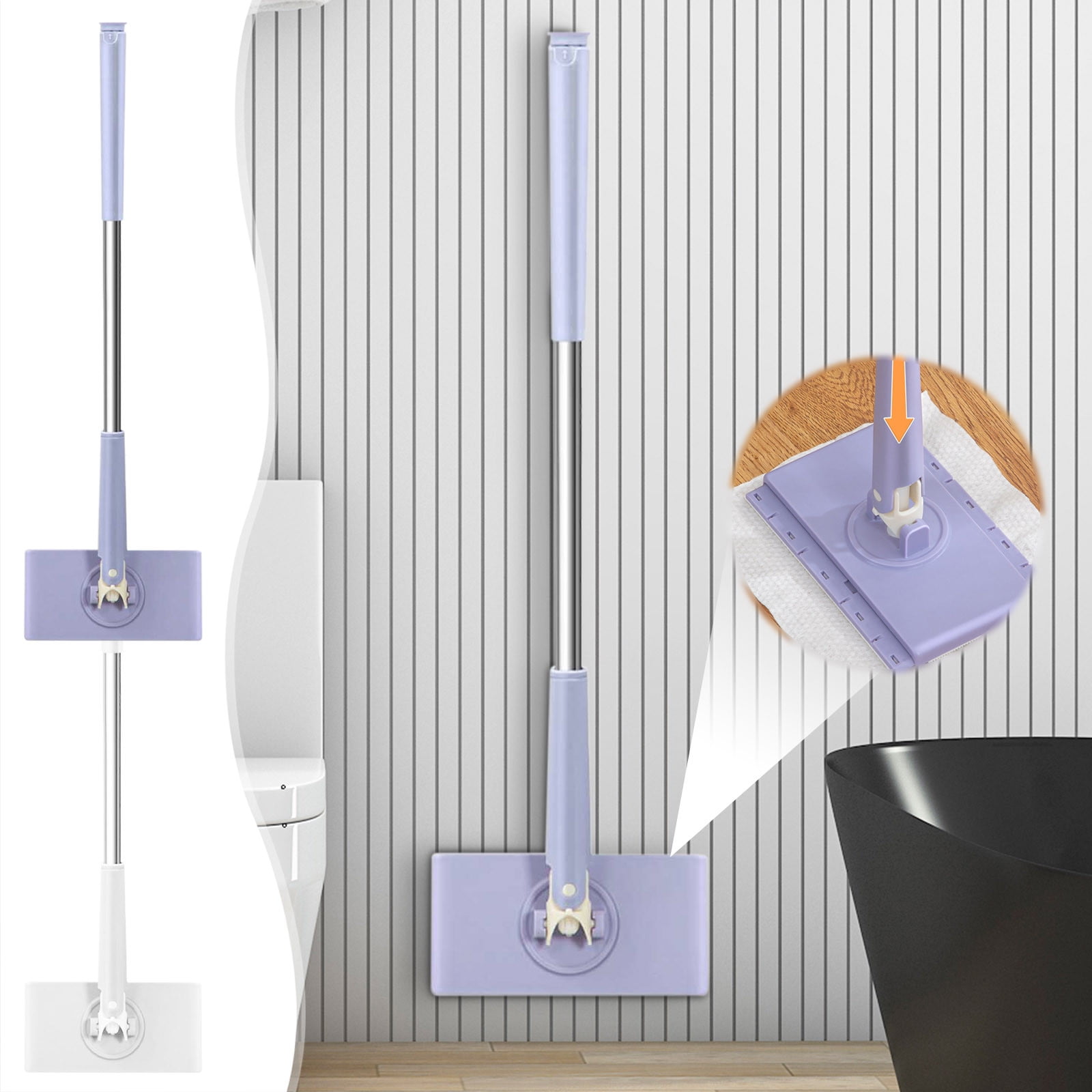 MXTPOV Small Floor Mop Semi-automatic Clip-on Dust Mop Household ...