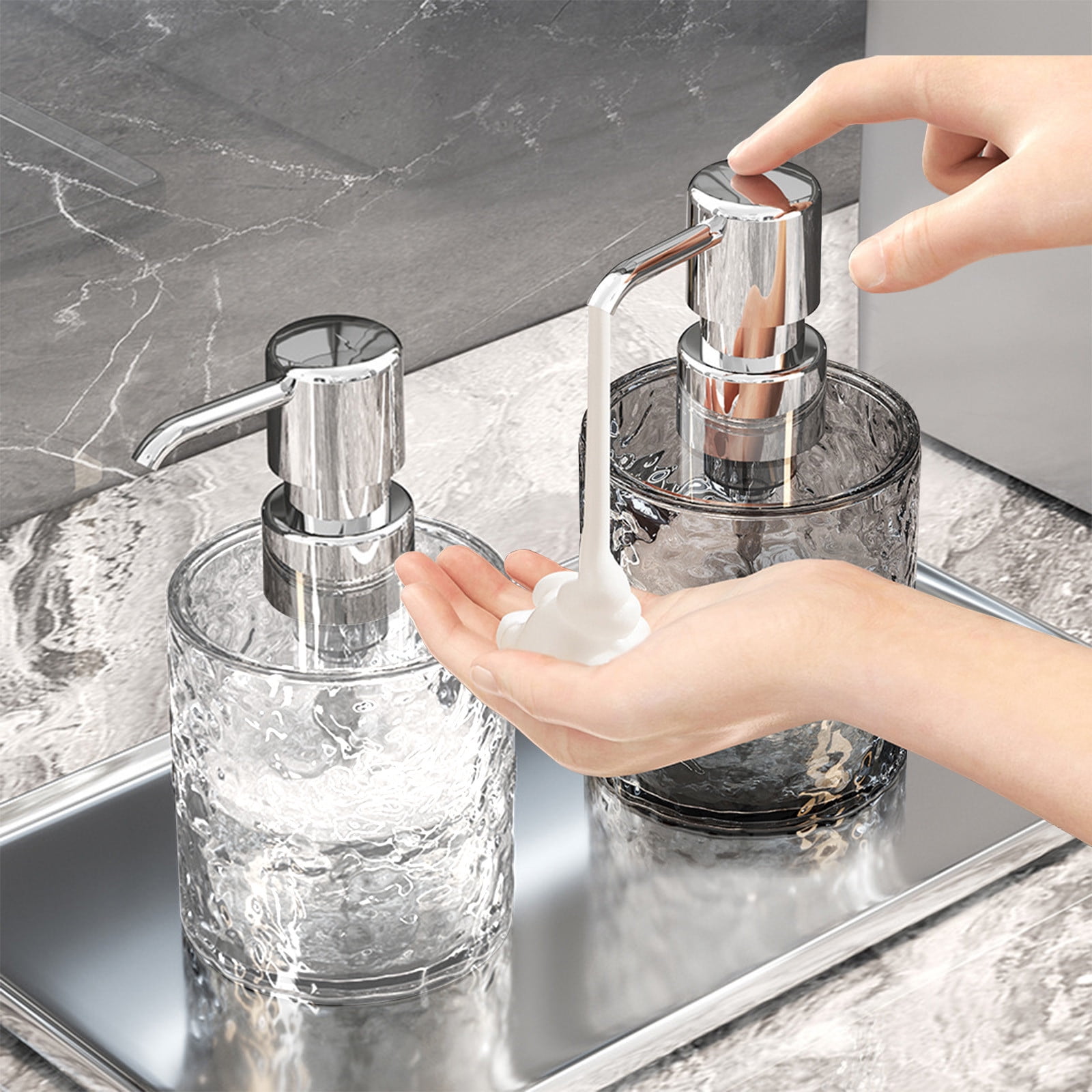 MXTPOV Soap Dispenser with Electroplated Pump Head Round Foaming Soap ...