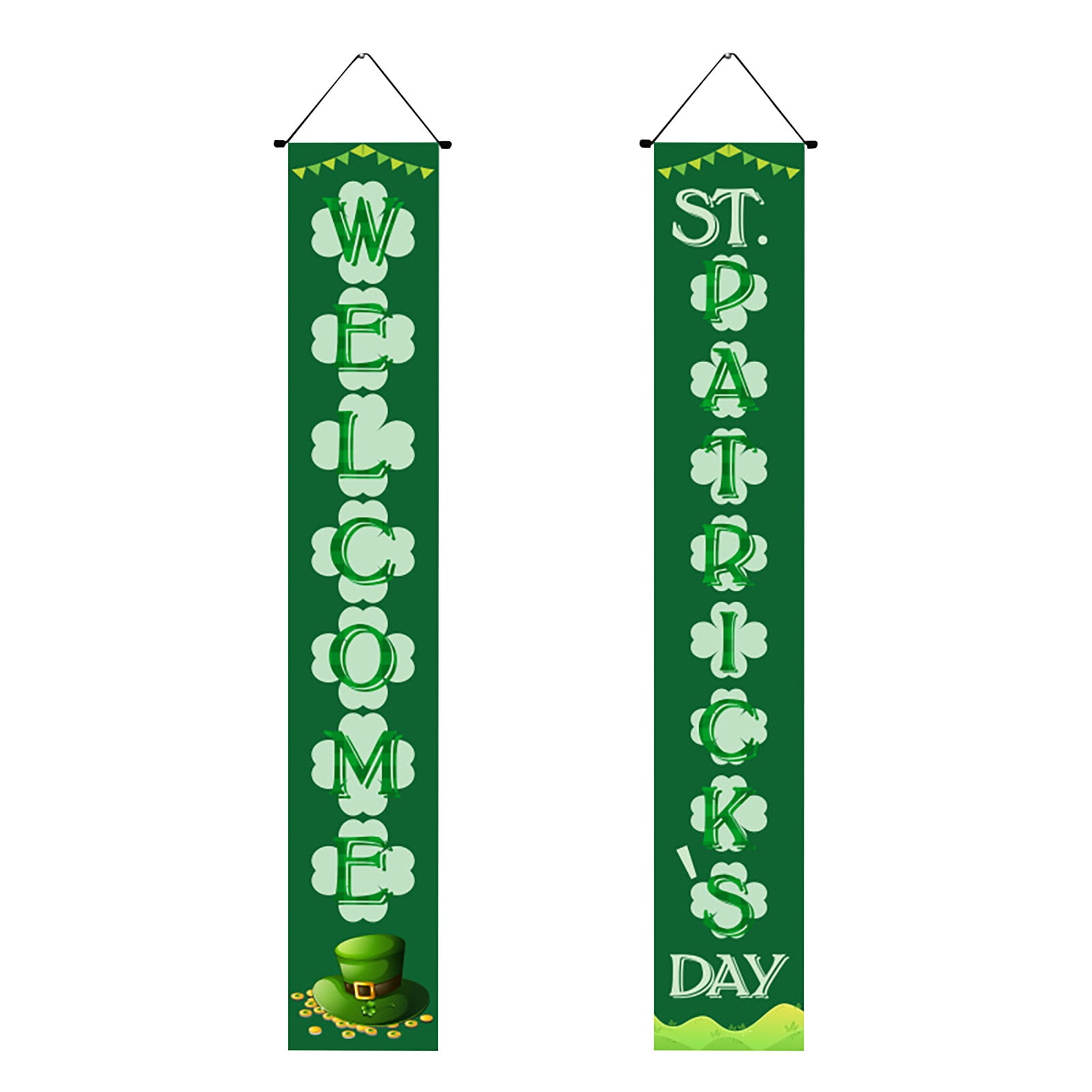 MXTPOV St Patricks Day Banner, Green Shamrock Front Porch Decor for ...