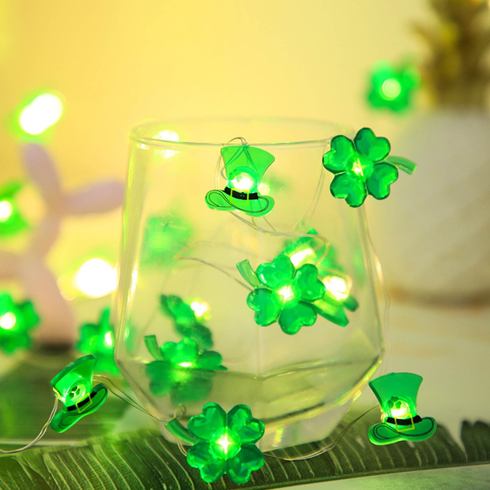 MXTPOV St Patricks Day LED Lights, 6.56Ft Green Shamrock Hats Lights ...